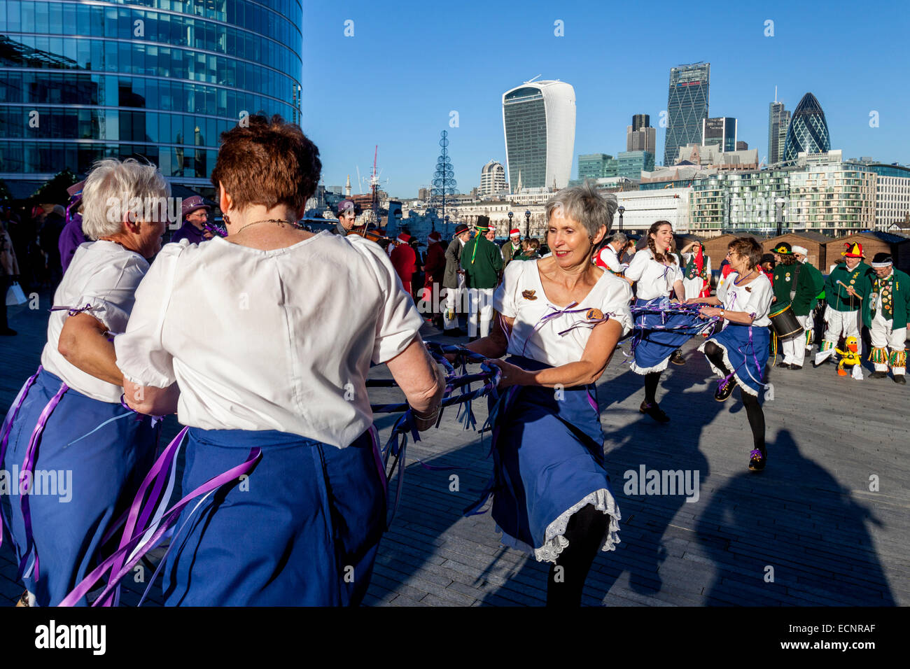 The Marlings Female Morris Dancers Perform Outside City Hall, London ...