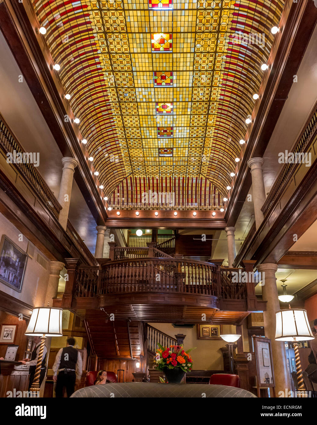 Lobby Interior of the historic Hotel Boulderado. Boulder. Colorado. USA ...