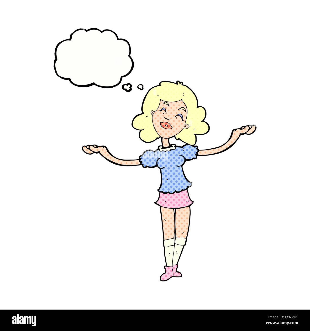cartoon woman taking praise with thought bubble Stock Vector Image ...