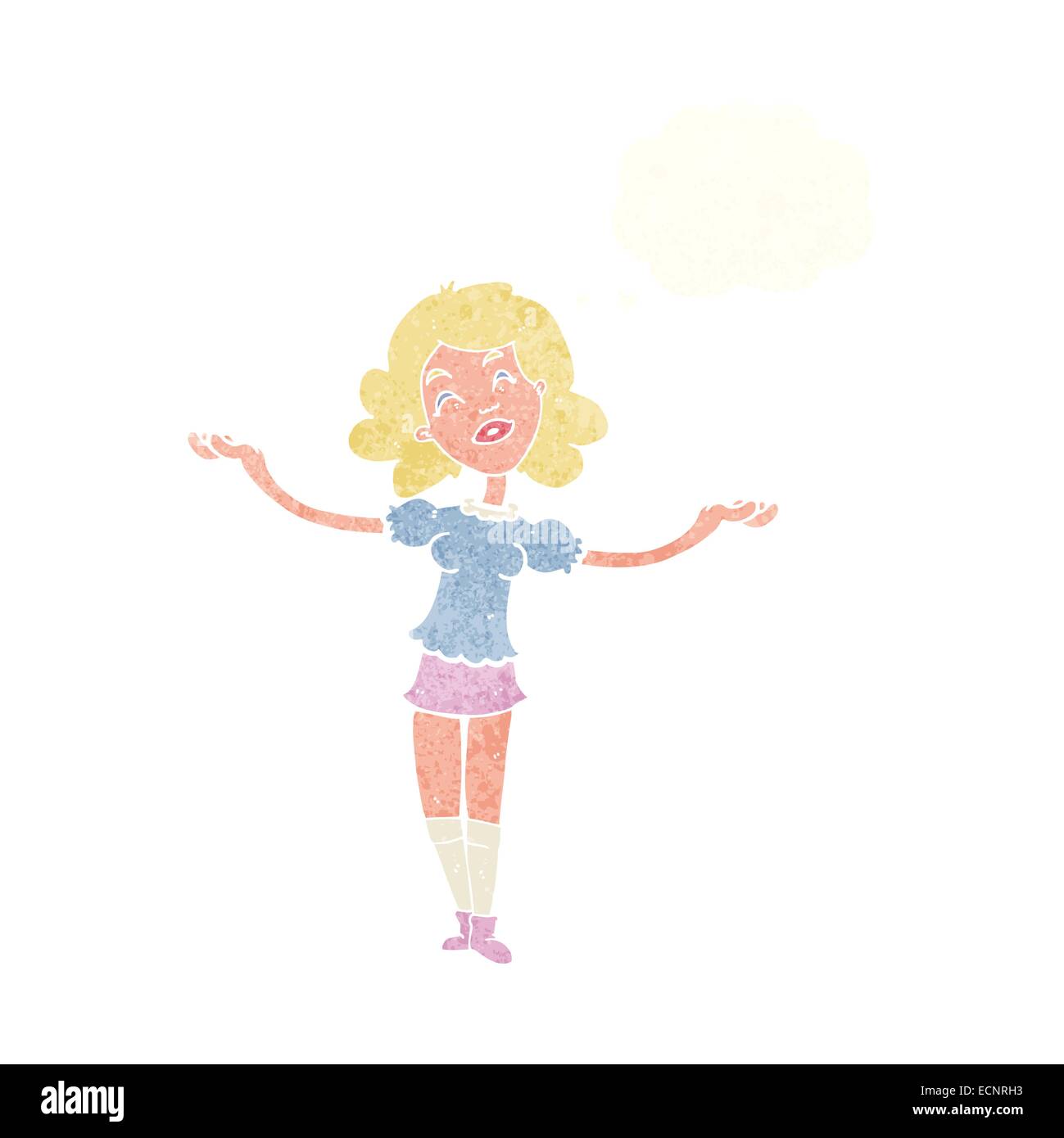 cartoon woman taking praise with thought bubble Stock Vector Image ...