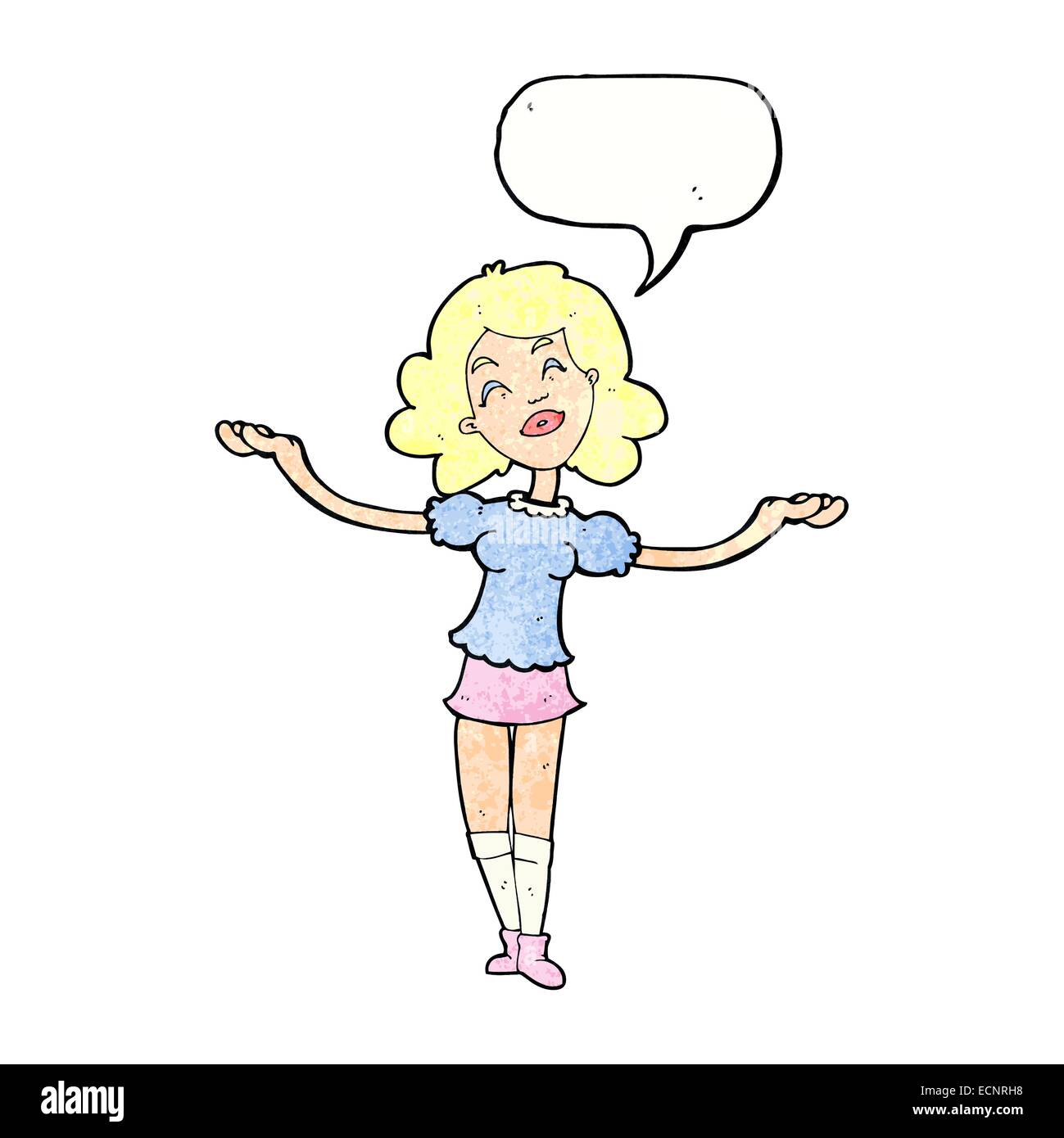 cartoon woman taking praise with speech bubble Stock Vector Image & Art ...