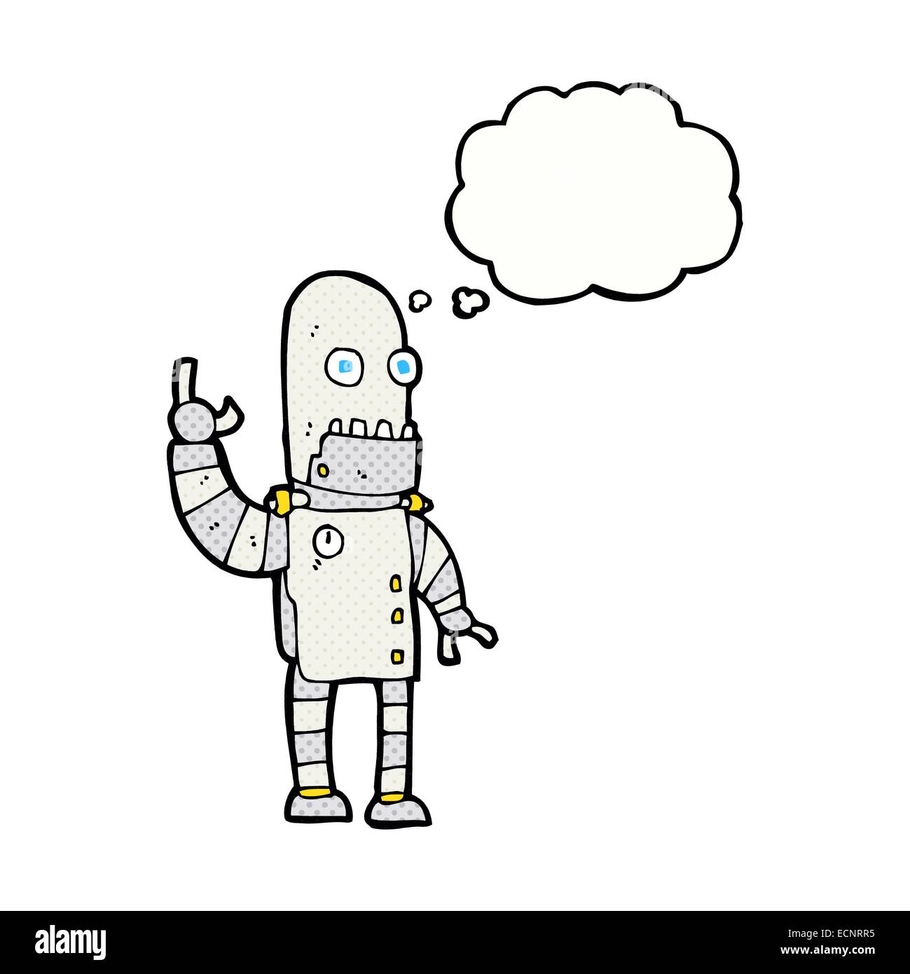 cartoon waving robot with thought bubble Stock Vector Image & Art - Alamy