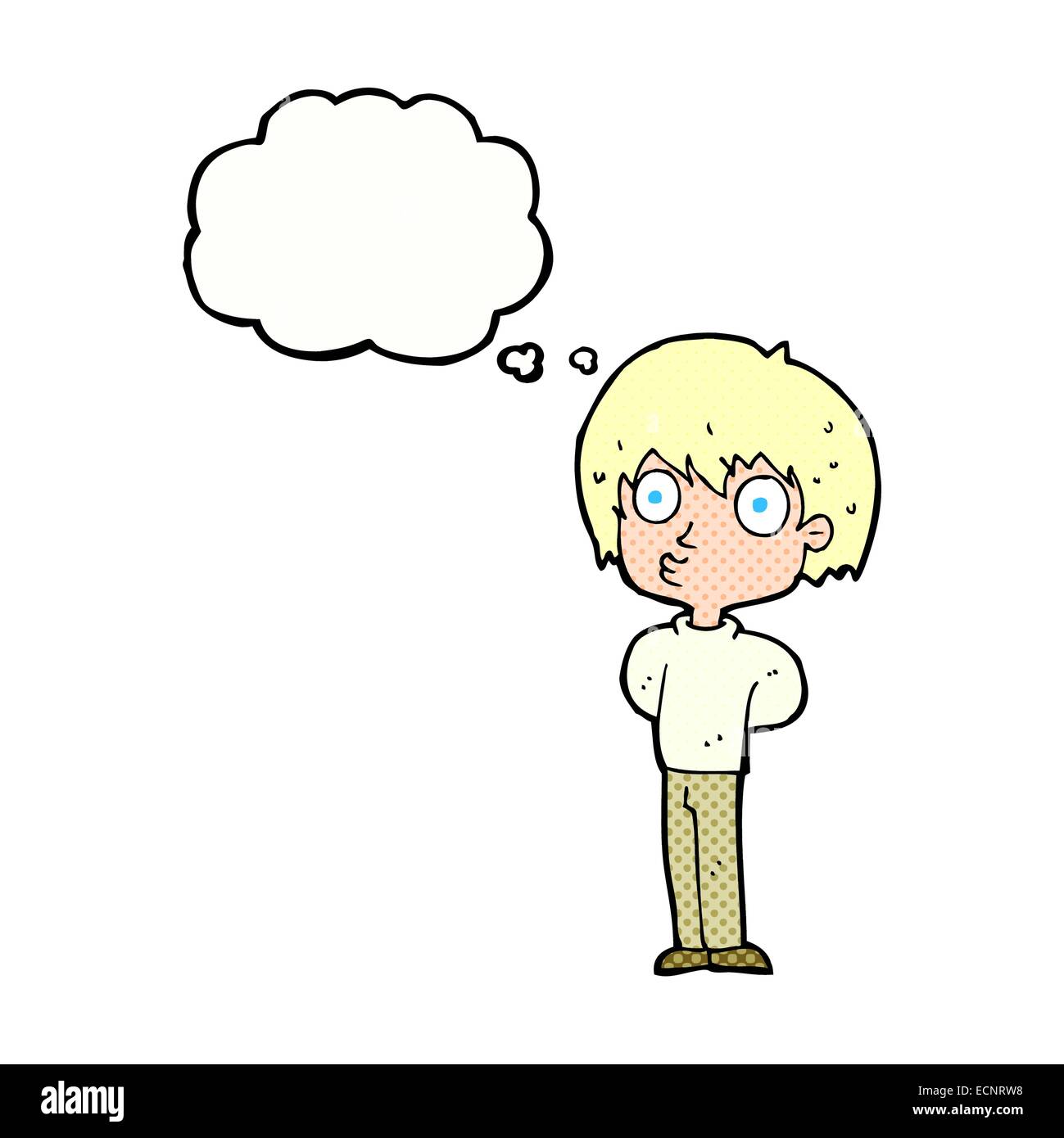 cartoon impressed boy with thought bubble Stock Vector Image & Art - Alamy
