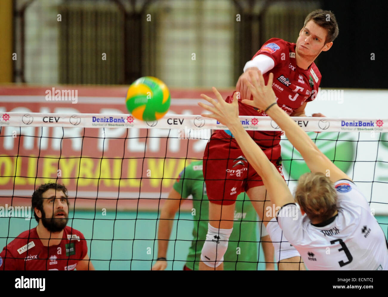 Yannick Van Harskamp of Precura smashes the ball during men's ...