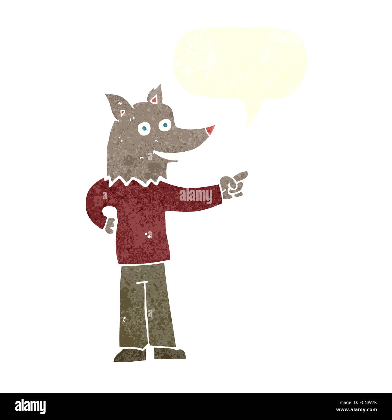 cartoon wolf man pointing with speech bubble Stock Vector Image & Art ...
