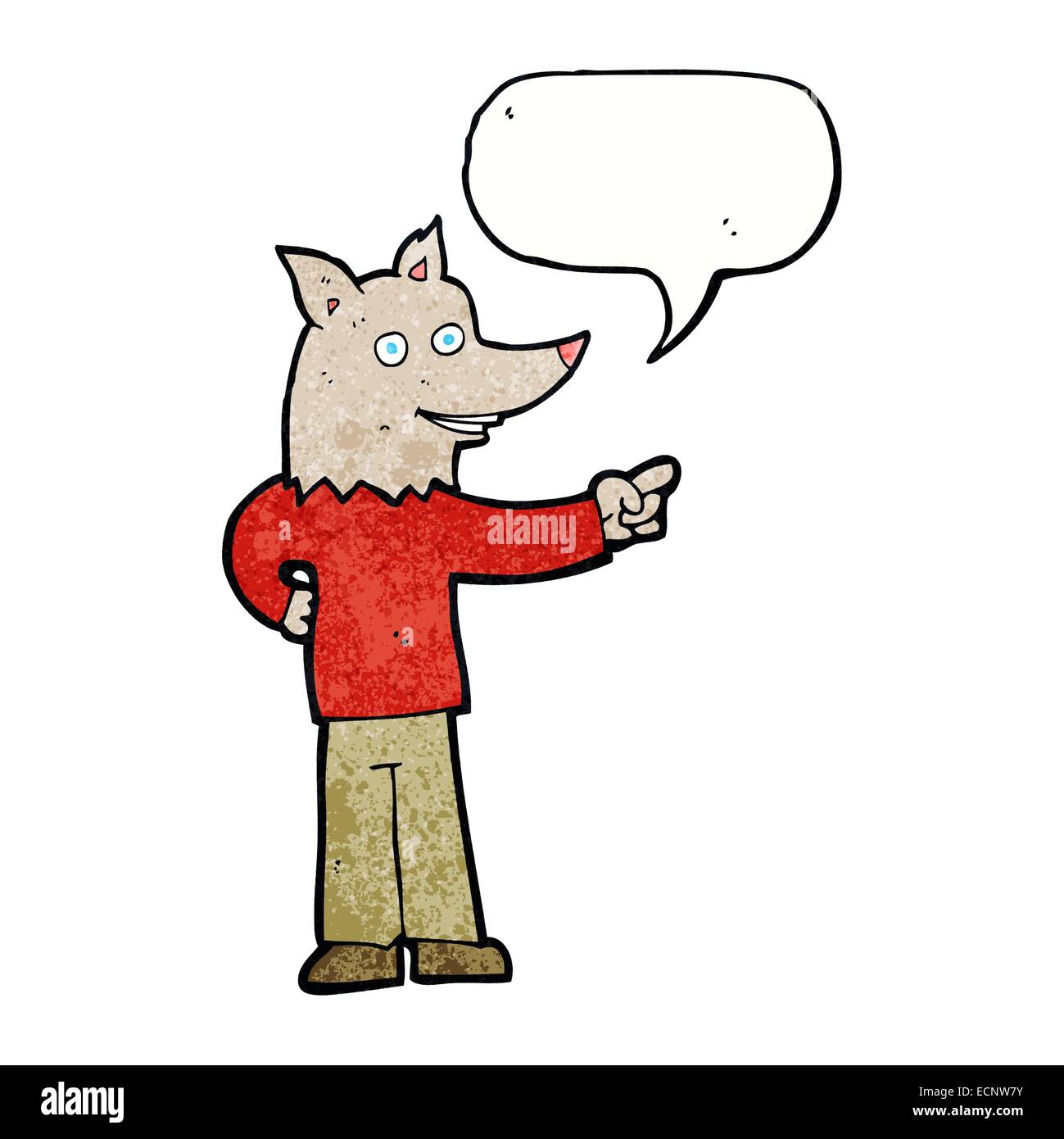 cartoon wolf man pointing with speech bubble Stock Vector Image & Art ...