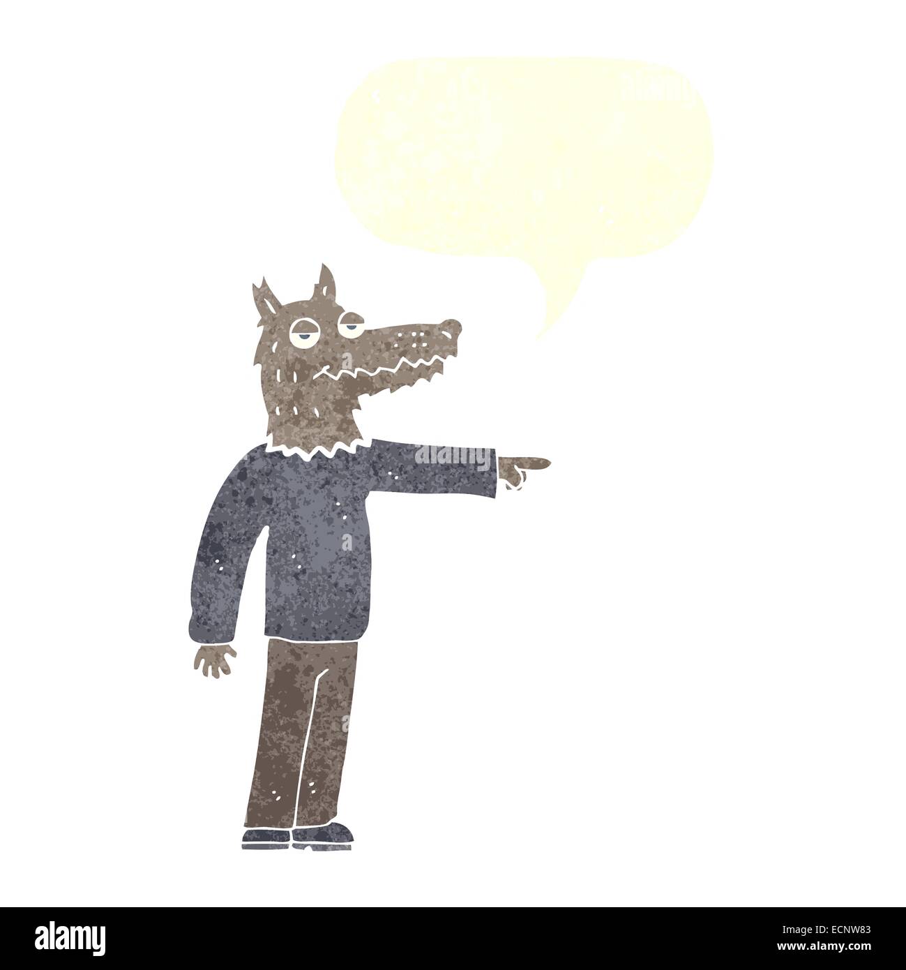 cartoon wolf man pointing with speech bubble Stock Vector Image & Art ...