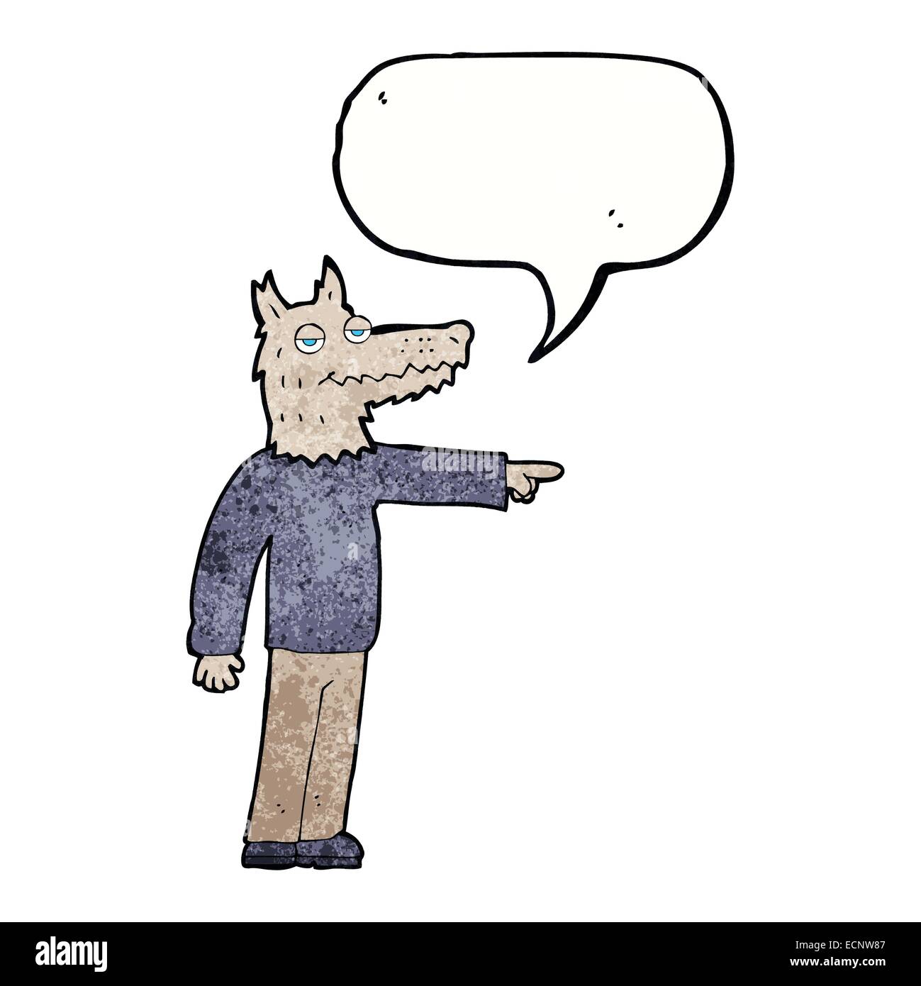 cartoon wolf man pointing with speech bubble Stock Vector Image & Art ...