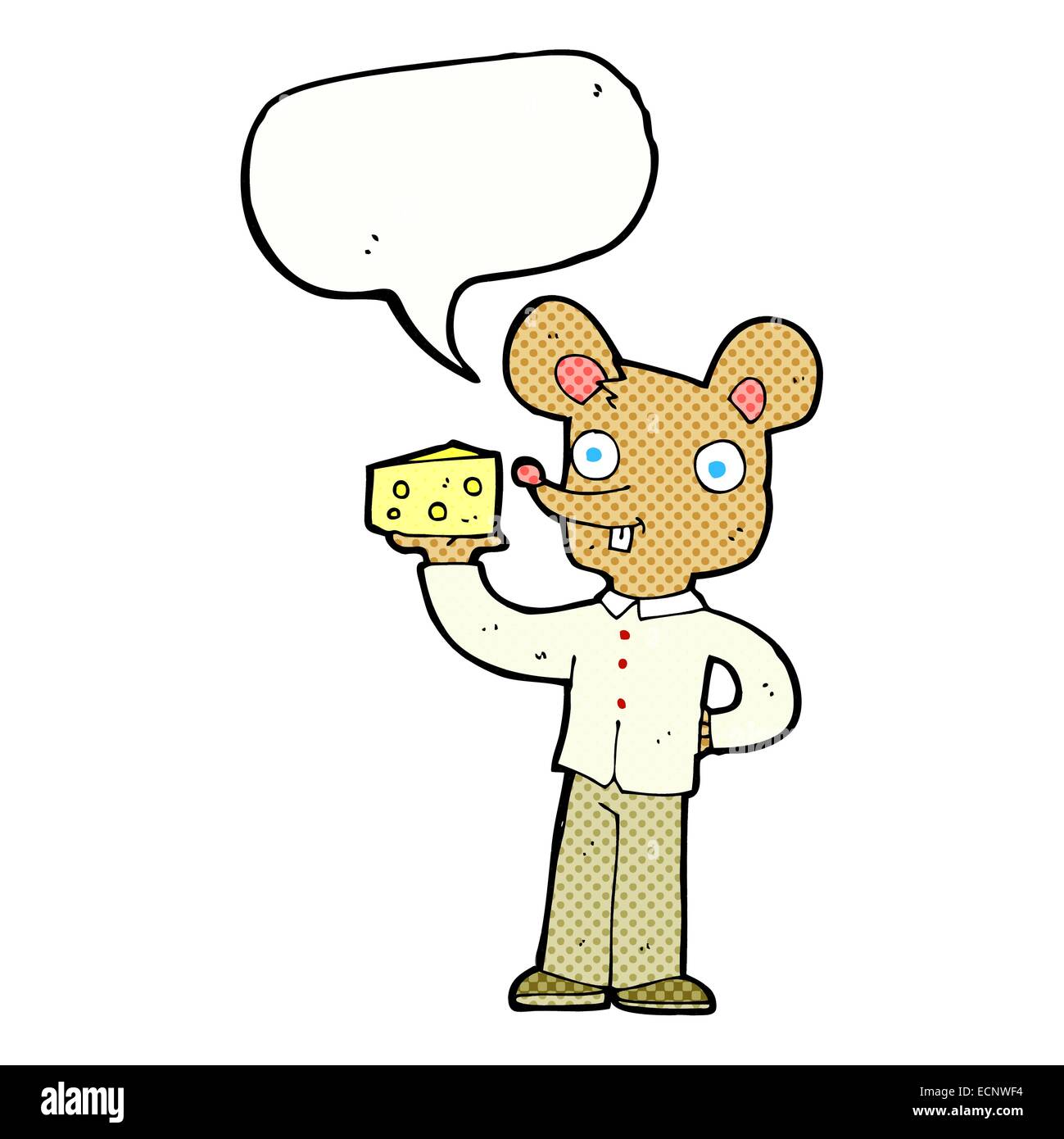 cartoon mouse holding cheese with speech bubble Stock Vector Image ...