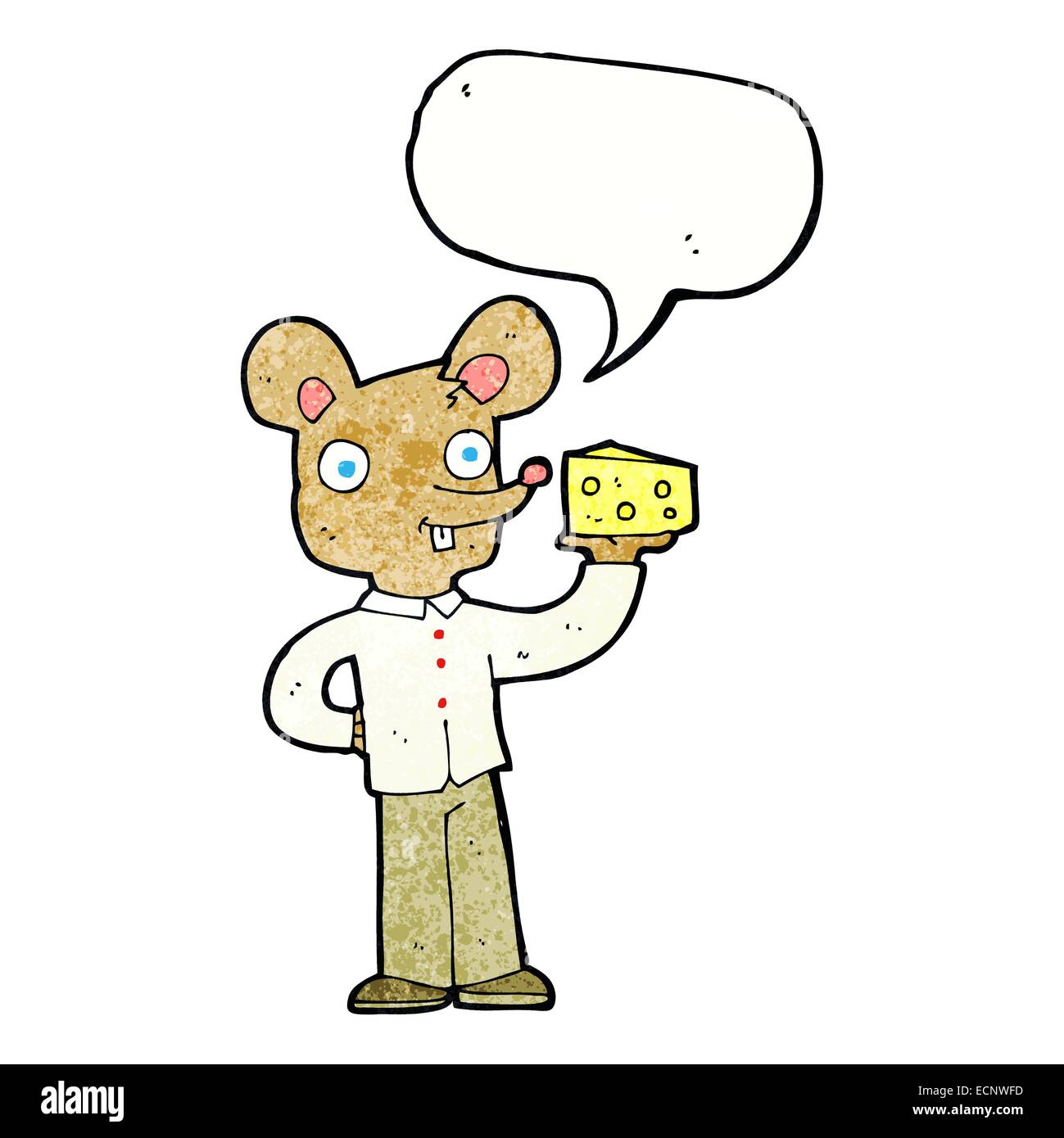 cartoon mouse holding cheese with speech bubble Stock Vector Image ...