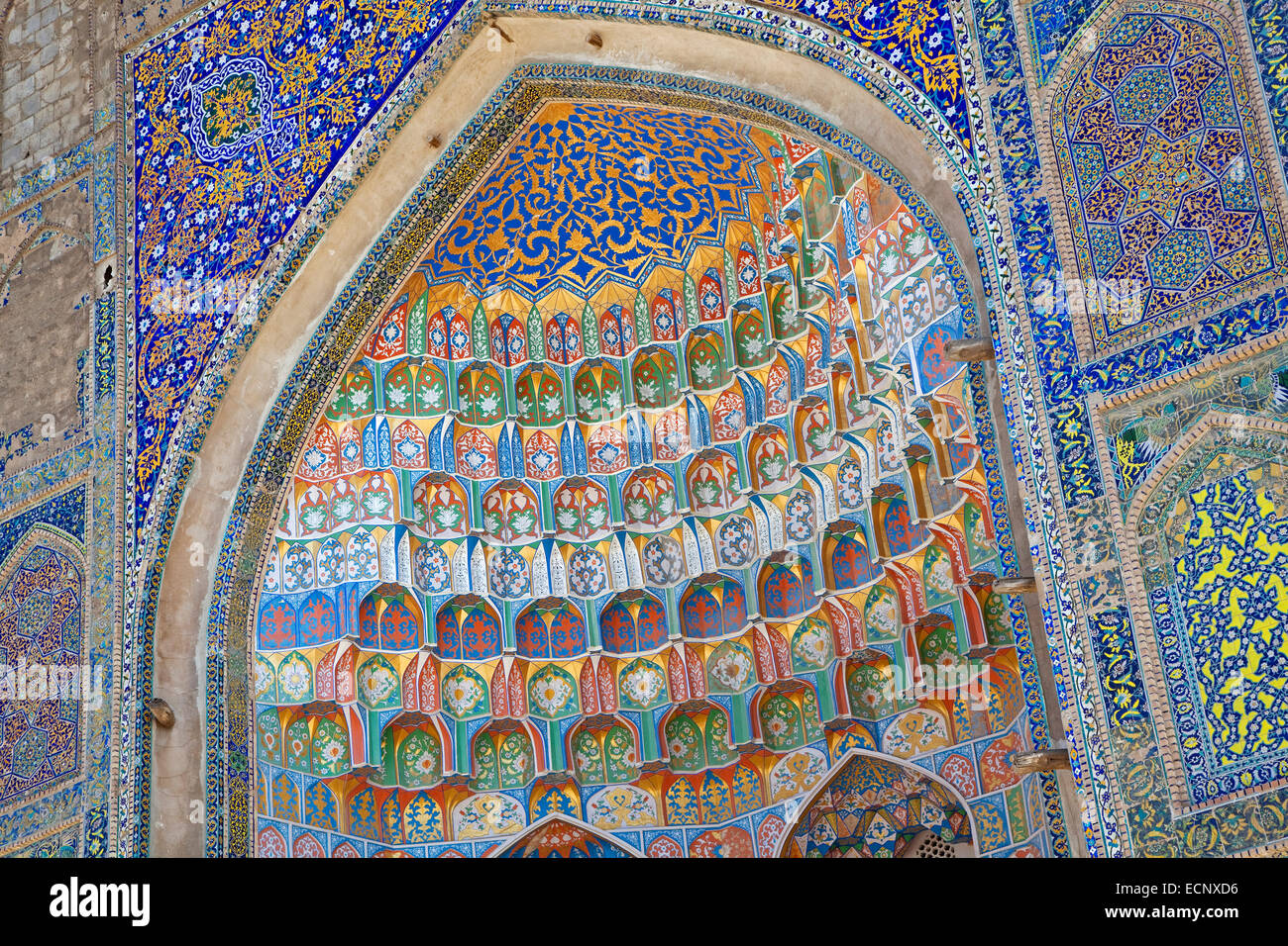 Tiled portal of the Kalyan Mosque, part of the Po-i-Kalyan Complex in ...