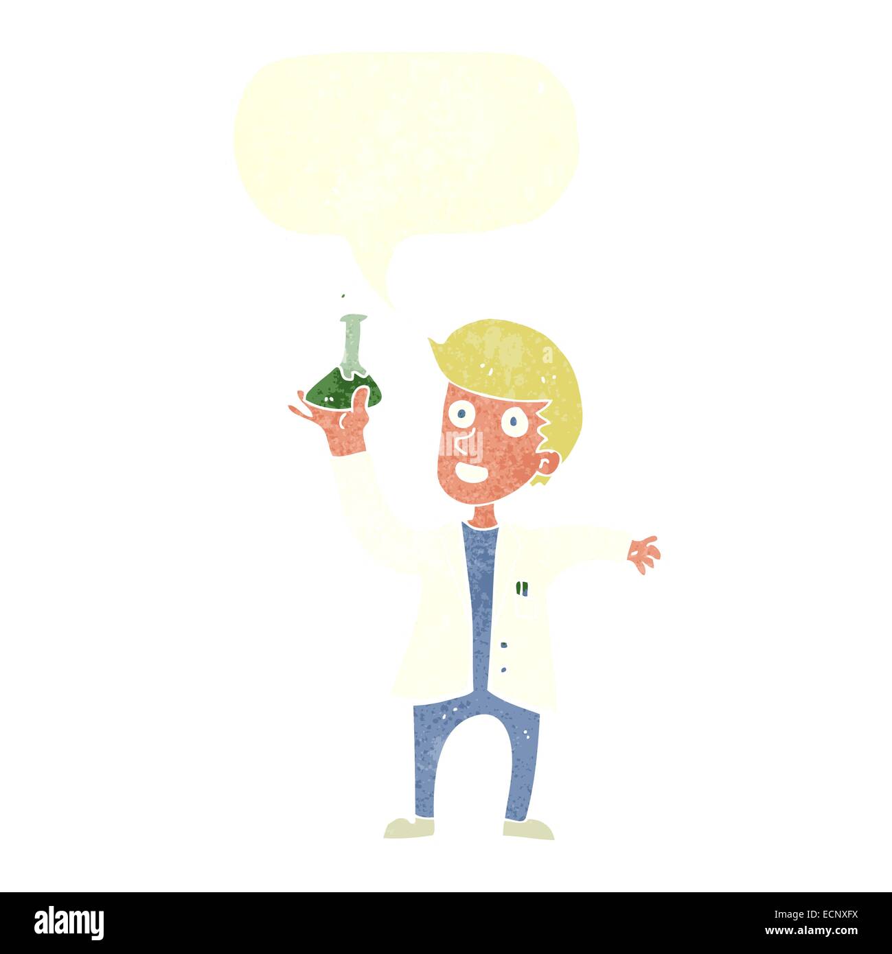 cartoon happy scientist with speech bubble Stock Vector Image & Art - Alamy