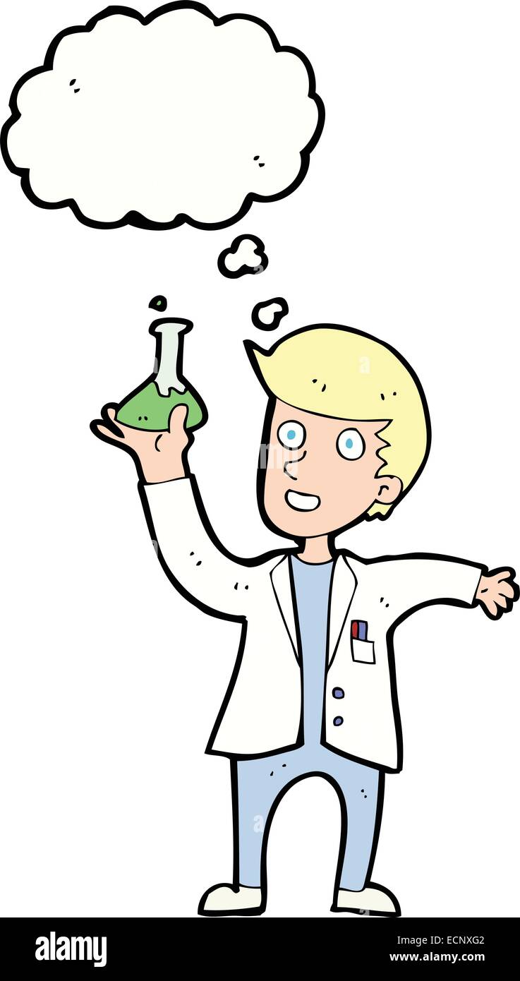cartoon happy scientist with thought bubble Stock Vector Image & Art ...