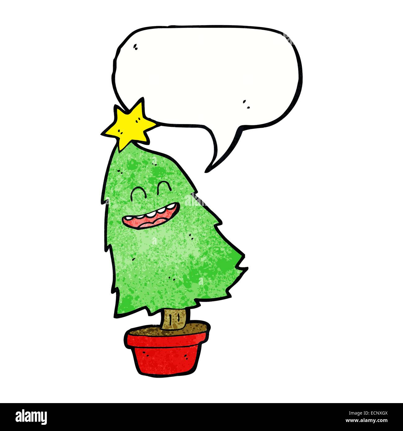 cartoon dancing christmas tree with speech bubble Stock Vector Image ...