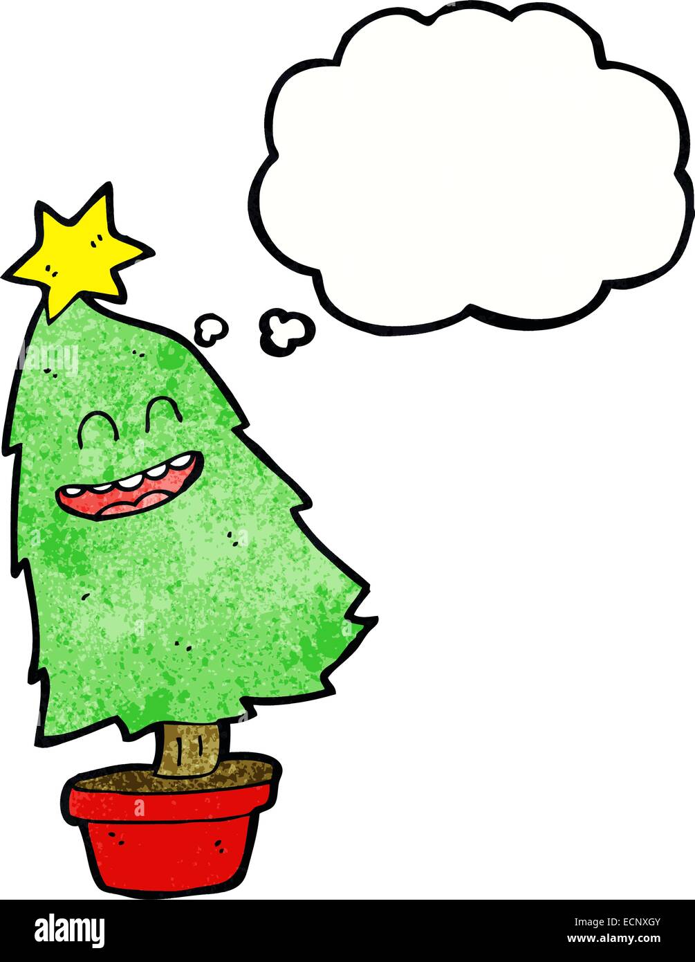 cartoon dancing christmas tree with thought bubble Stock Vector Image ...