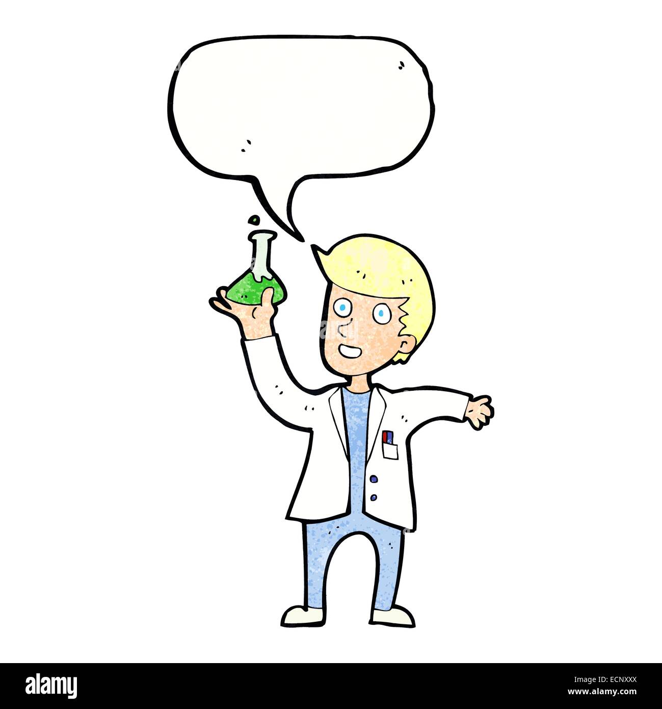 cartoon happy scientist with speech bubble Stock Vector Image & Art - Alamy