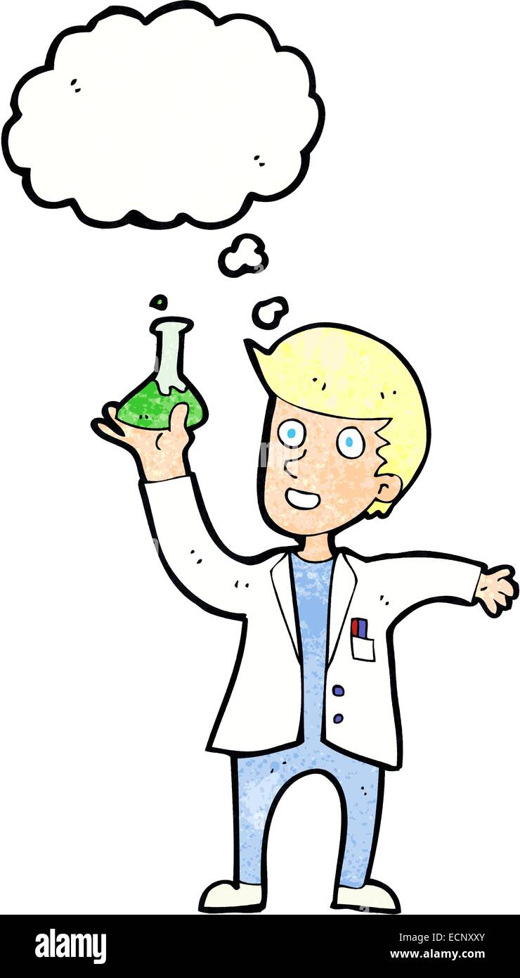 cartoon happy scientist with thought bubble Stock Vector Image & Art ...