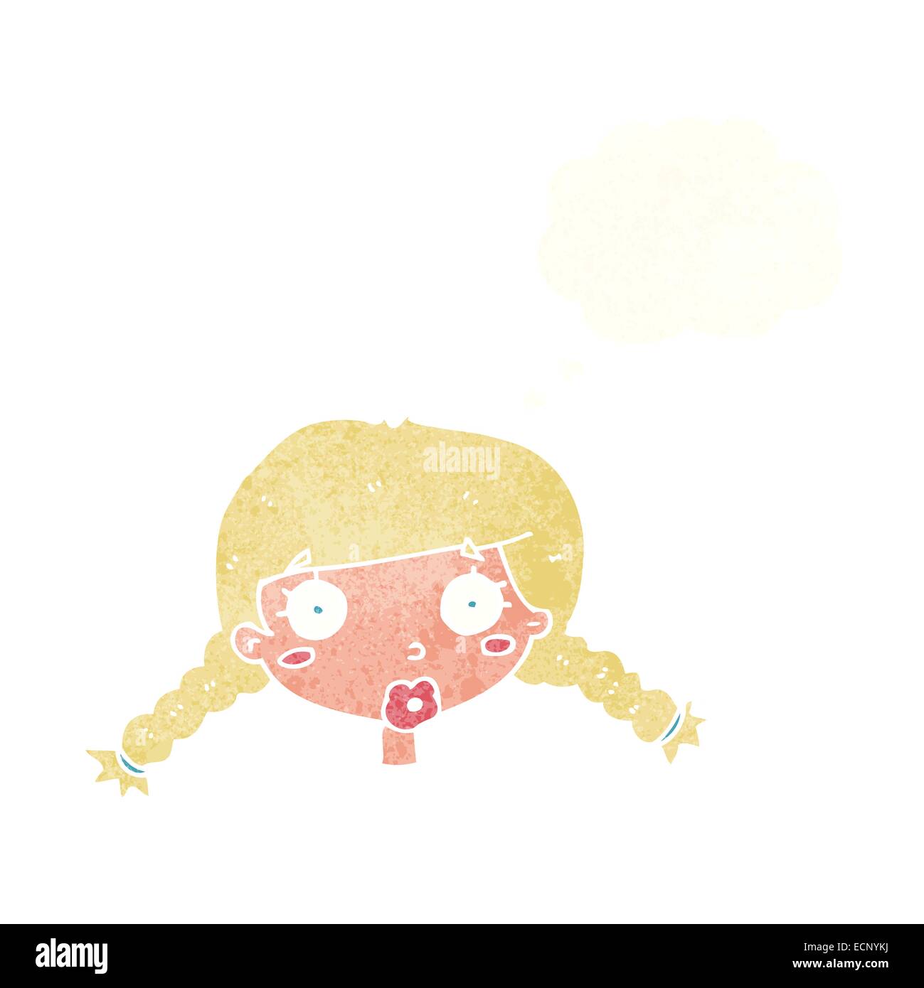 cartoon confused female face with thought bubble Stock Vector Image ...