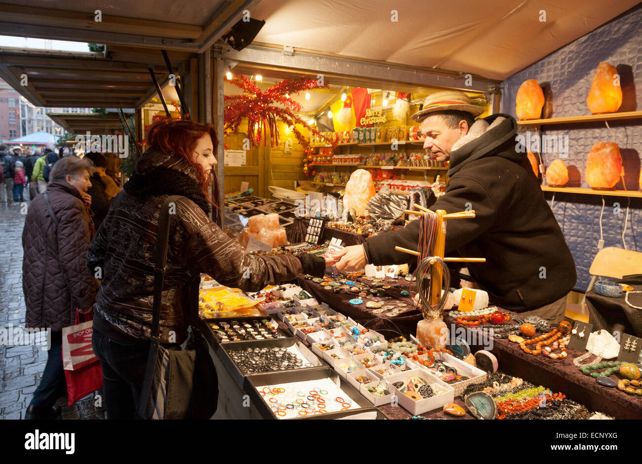 A woman shopping at a stall, Ghent Christmas market, Ghent ( Gent ...