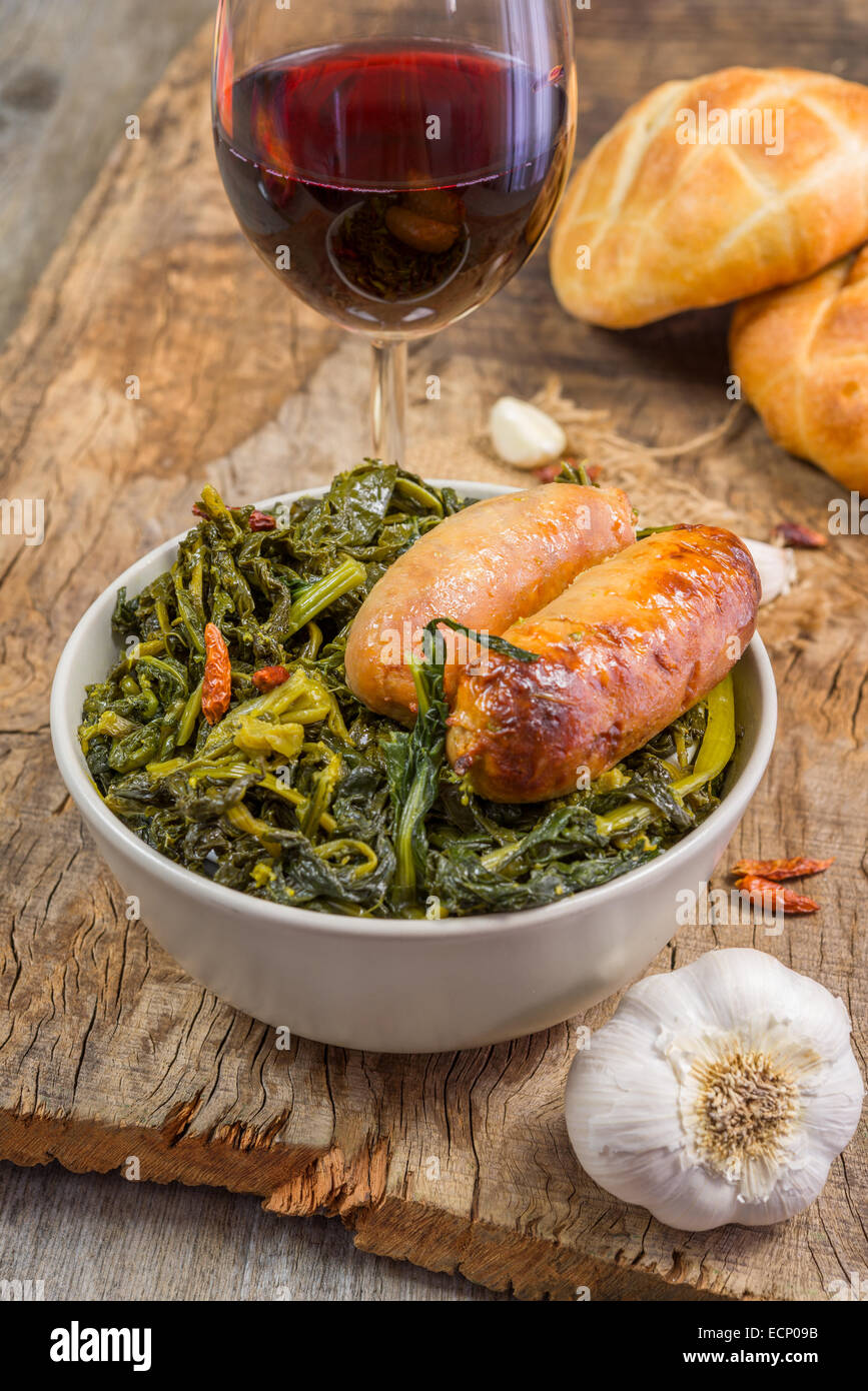 dish of salsicce e friarielli sausages and broccoli neapolitan food ...