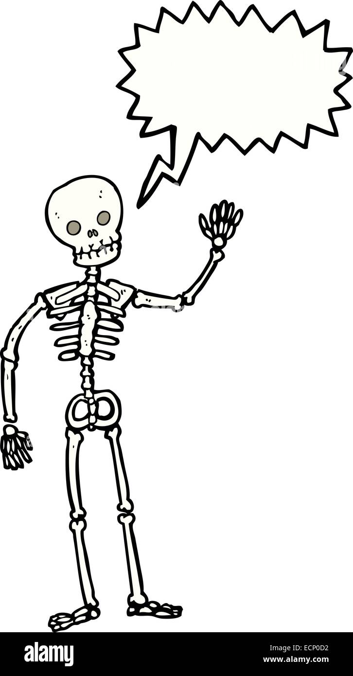 cartoon waving skeleton with speech bubble Stock Vector Image & Art - Alamy