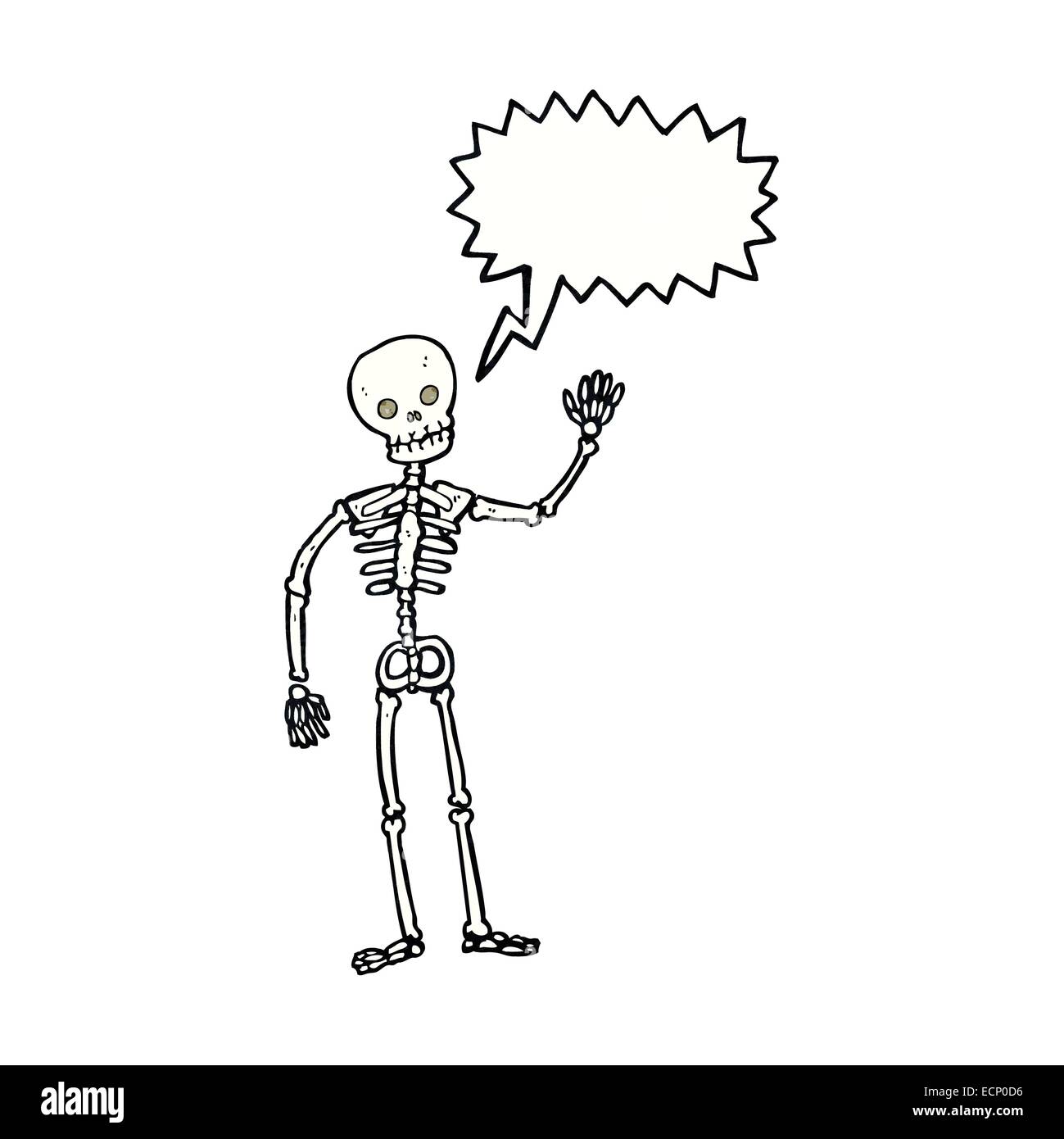 cartoon waving skeleton with speech bubble Stock Vector Image & Art - Alamy