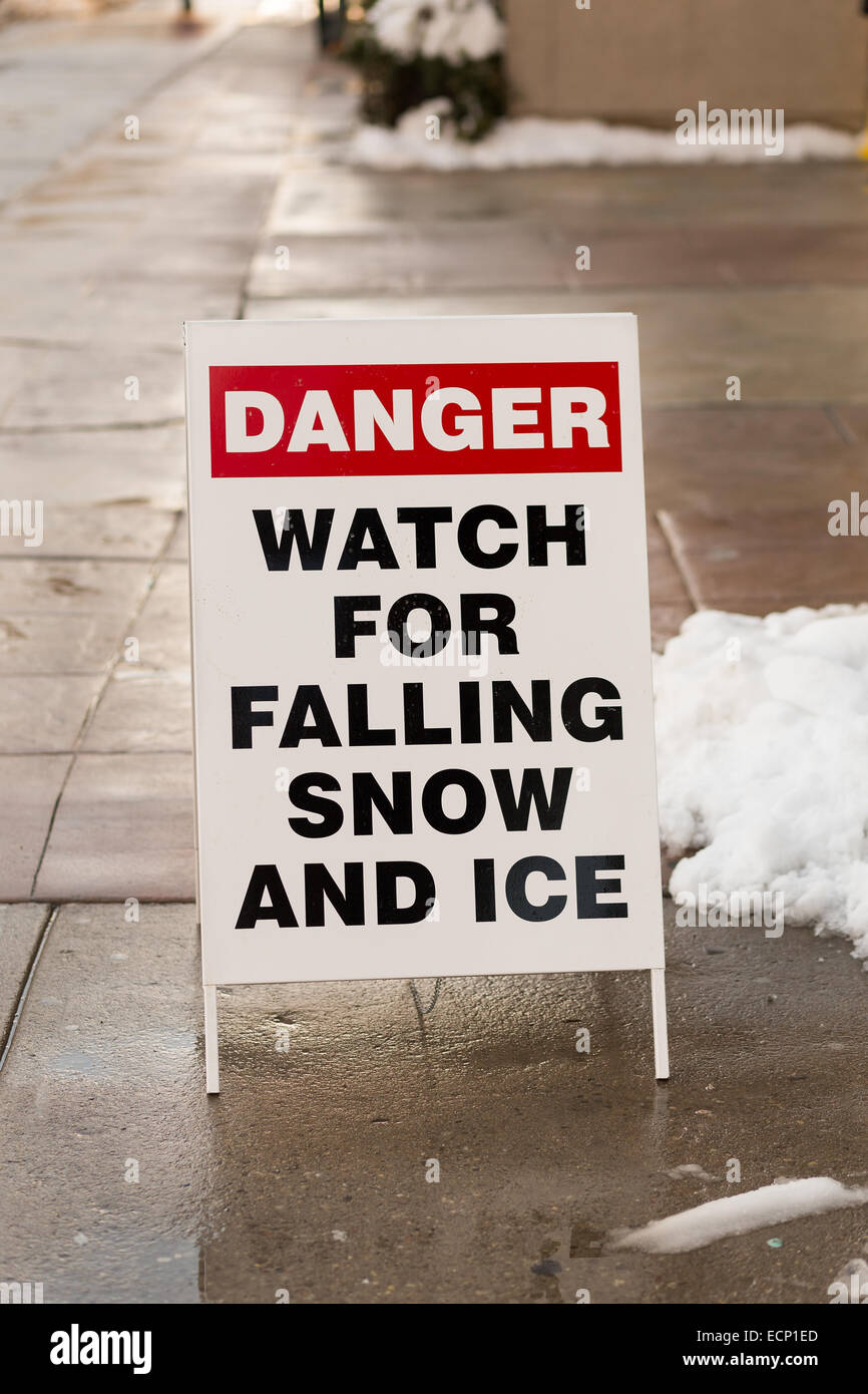 Danger falling ice sign hi-res stock photography and images - Alamy
