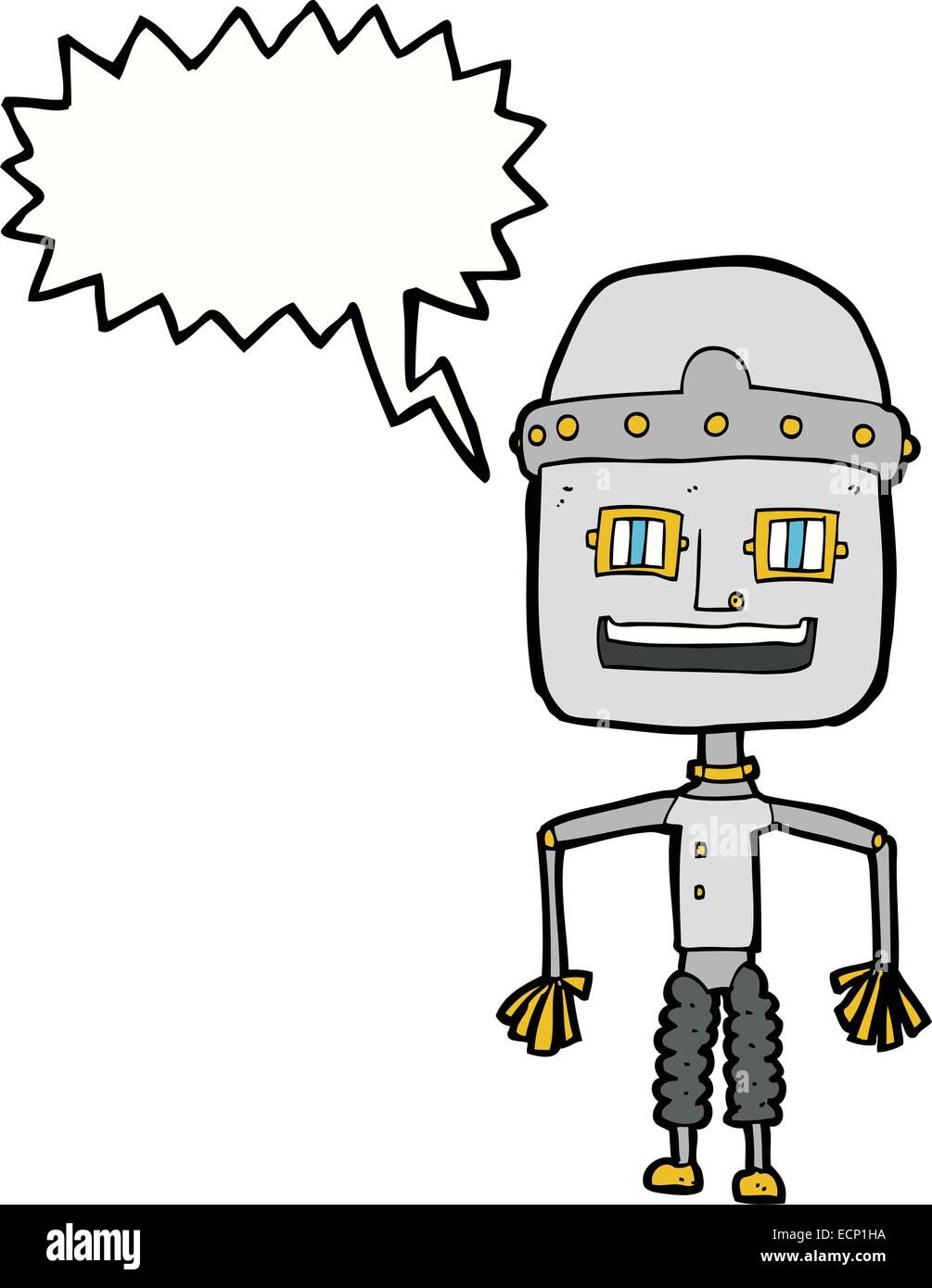 funny cartoon robot with speech bubble Stock Vector Image & Art - Alamy