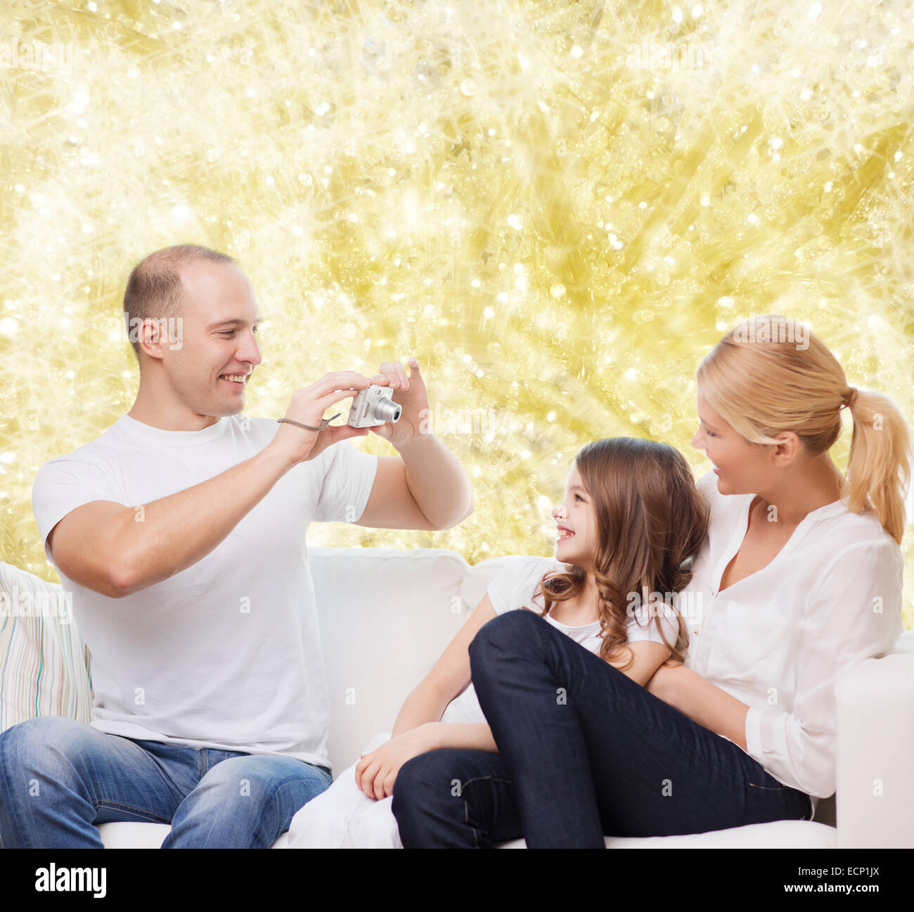 happy family with camera at home Stock Photo - Alamy