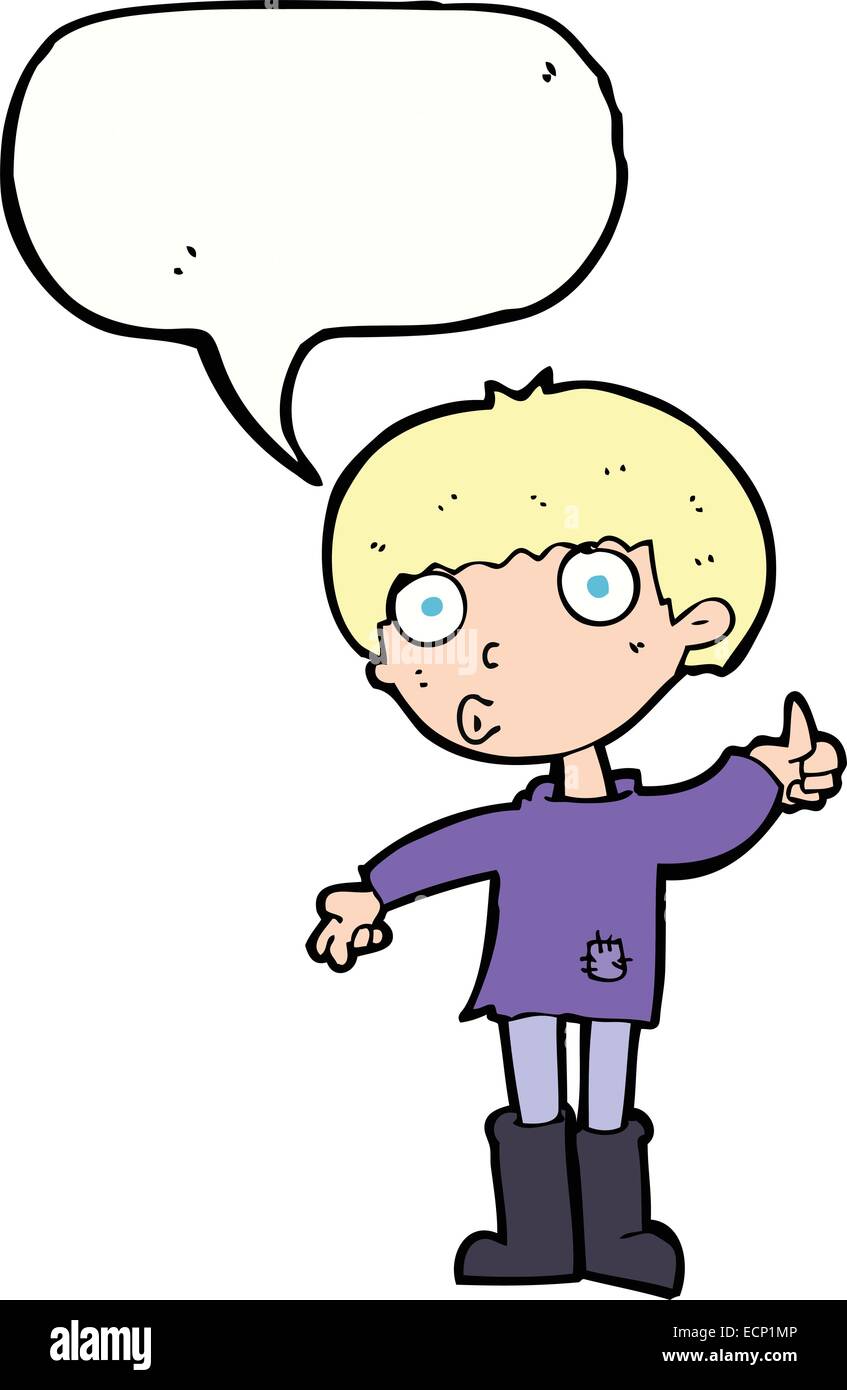 cartoon boy asking question with speech bubble Stock Vector Image & Art ...