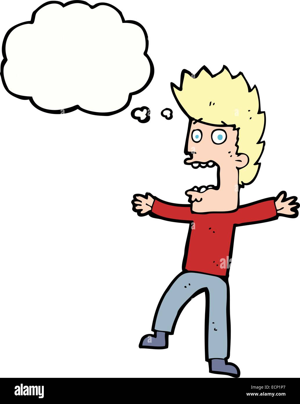 cartoon terrified man with thought bubble Stock Vector Image & Art - Alamy