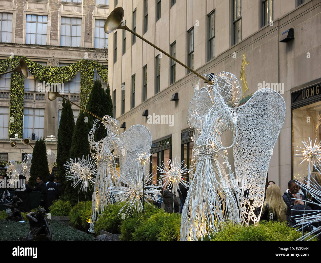 Herald Angel Decoration, Rockefeller Center, NYC Stock Photo - Alamy