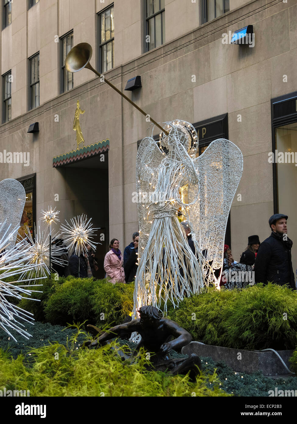 Herald Angel Decoration, Rockefeller Center, NYC Stock Photo - Alamy