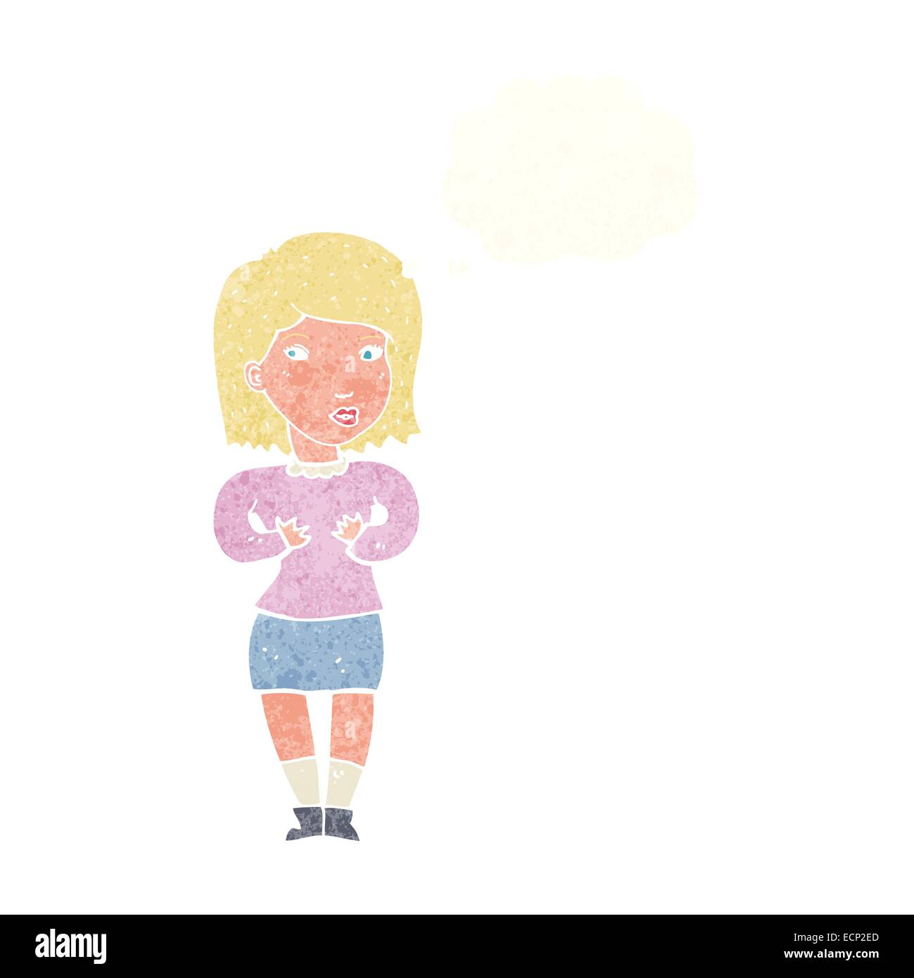 cartoon woman making excuses with thought bubble Stock Vector Image ...