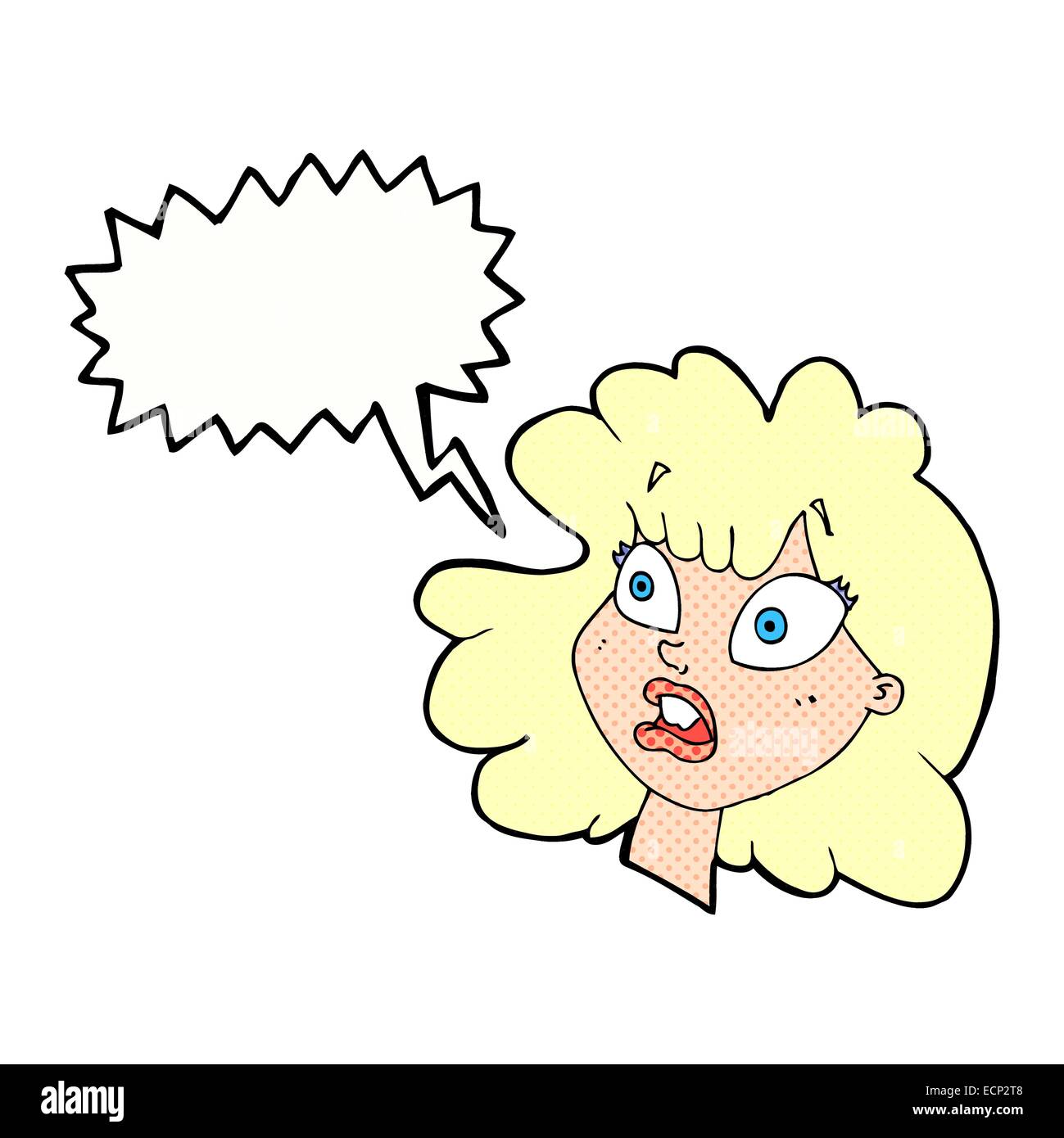 cartoon shocked female face with speech bubble Stock Vector Image & Art ...