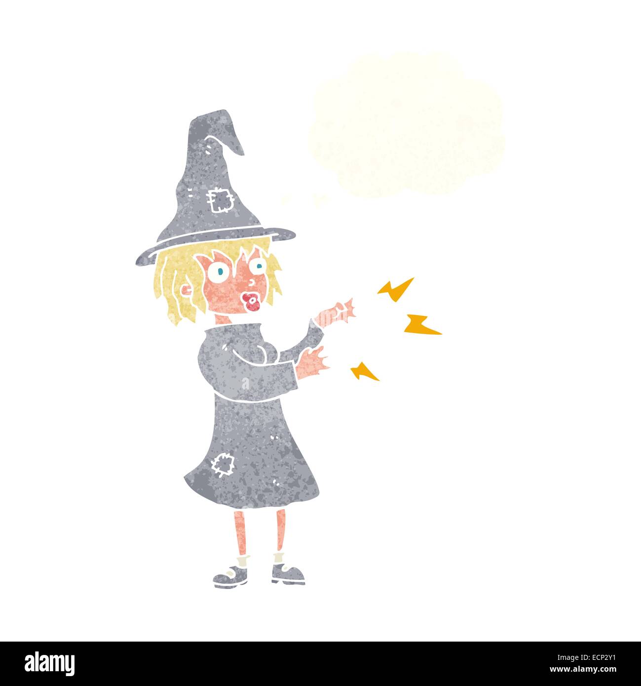 cartoon witch casting spell with thought bubble Stock Vector Image ...