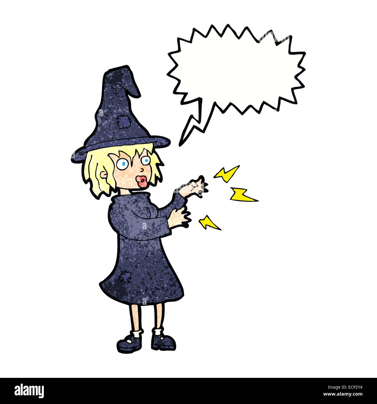 cartoon witch casting spell with speech bubble Stock Vector Image & Art ...
