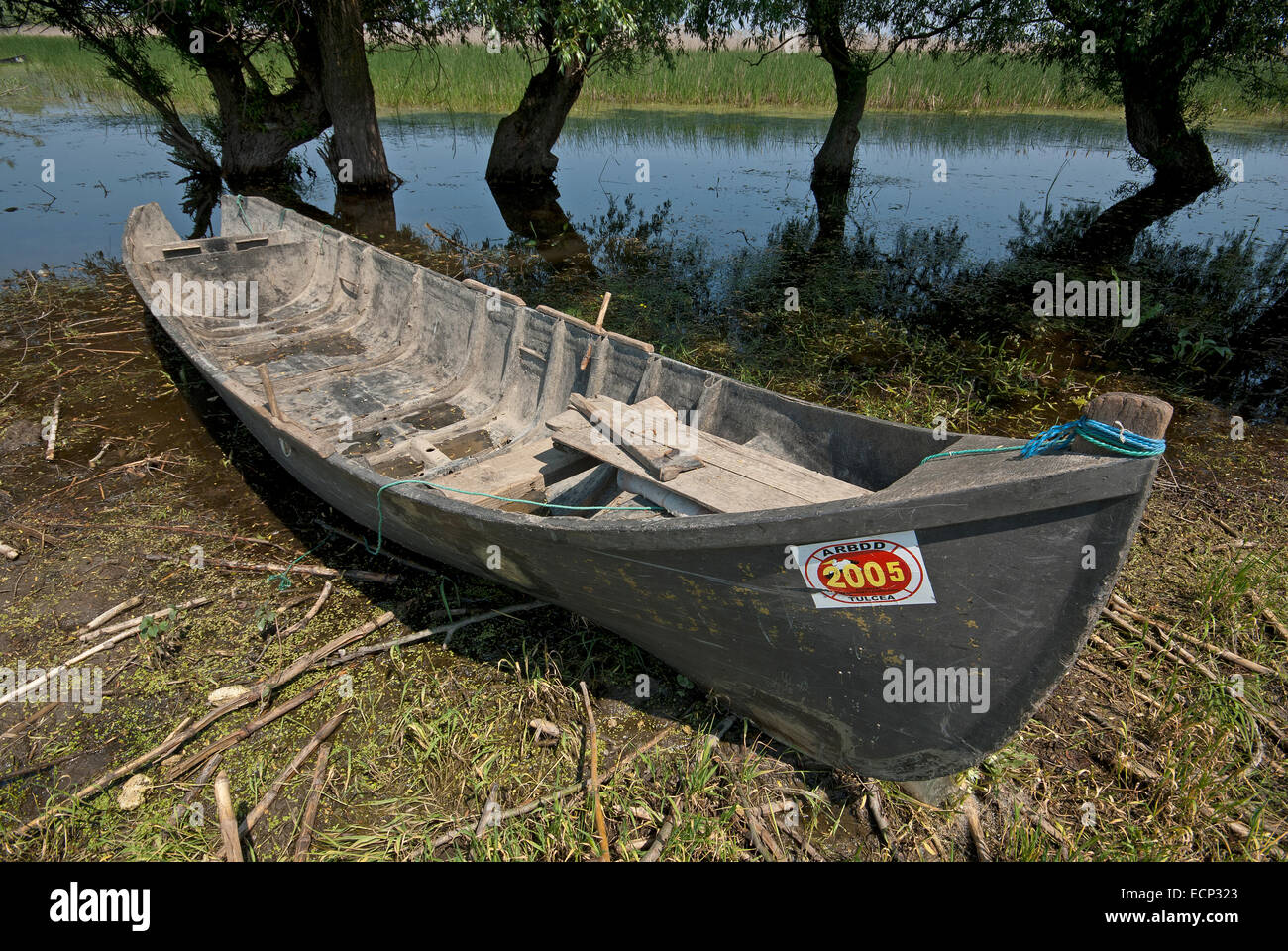Typical boat in Danube delta, Romania, Europa Stock Photo - Alamy