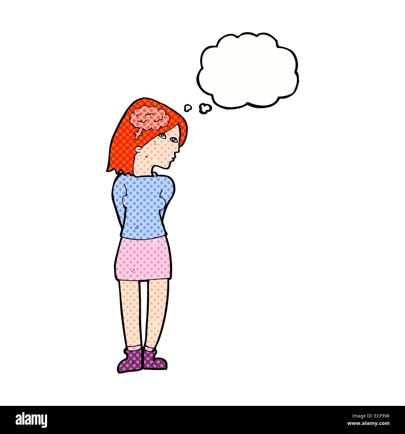 cartoon brainy woman with thought bubble Stock Vector Image & Art - Alamy
