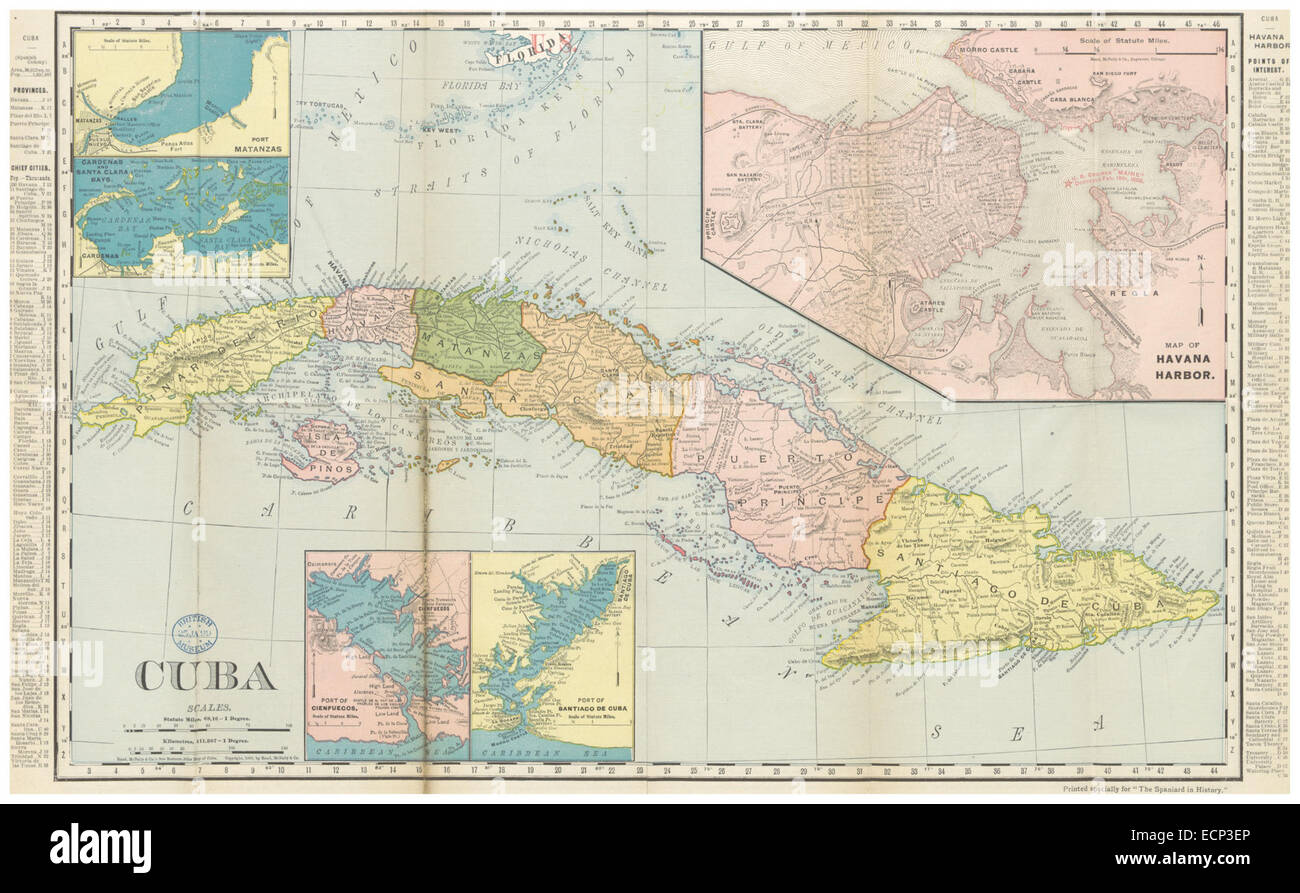 Cuba spanish american war map hi-res stock photography and images - Alamy