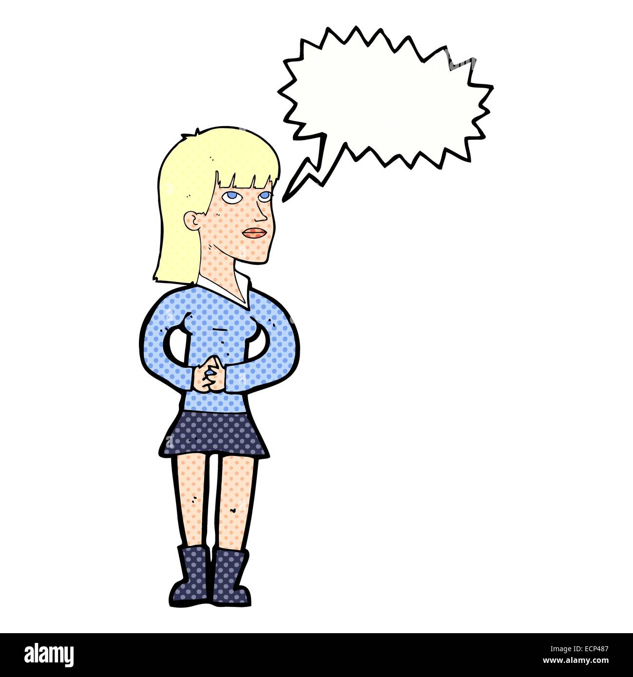 cartoon woman waiting with speech bubble Stock Vector Image & Art - Alamy