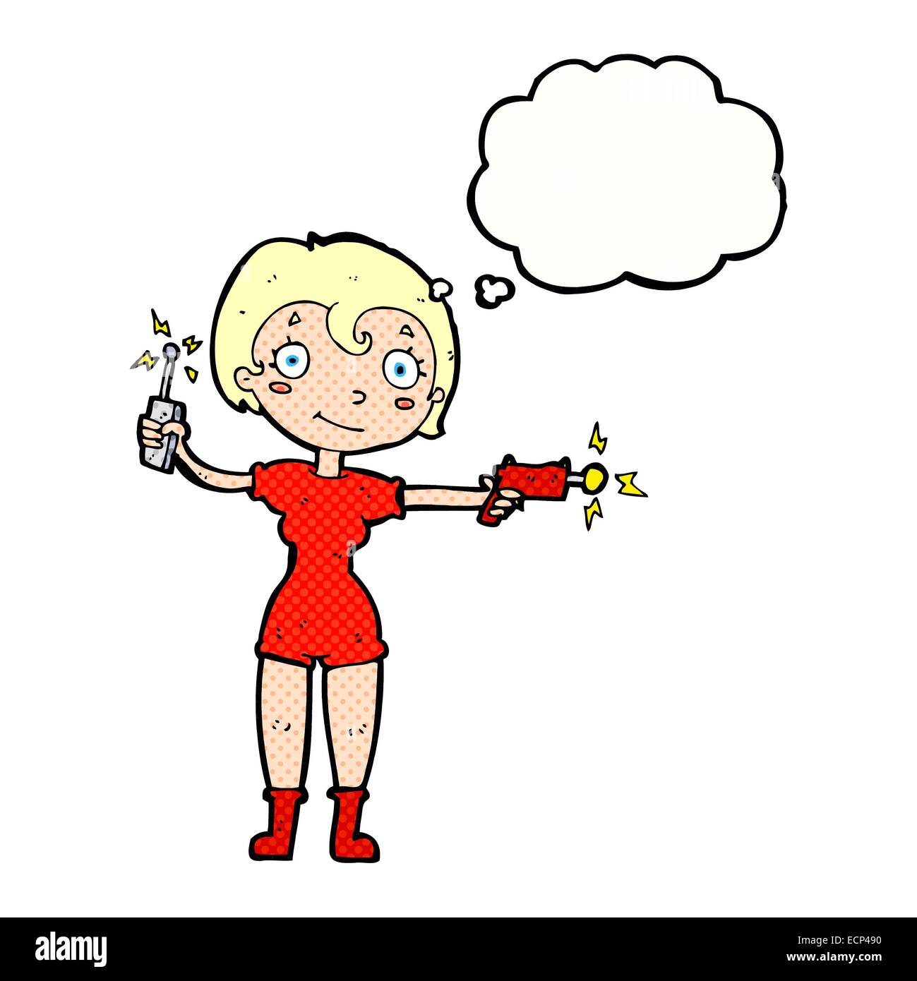 cartoon future space girl with thought bubble Stock Vector Image & Art ...