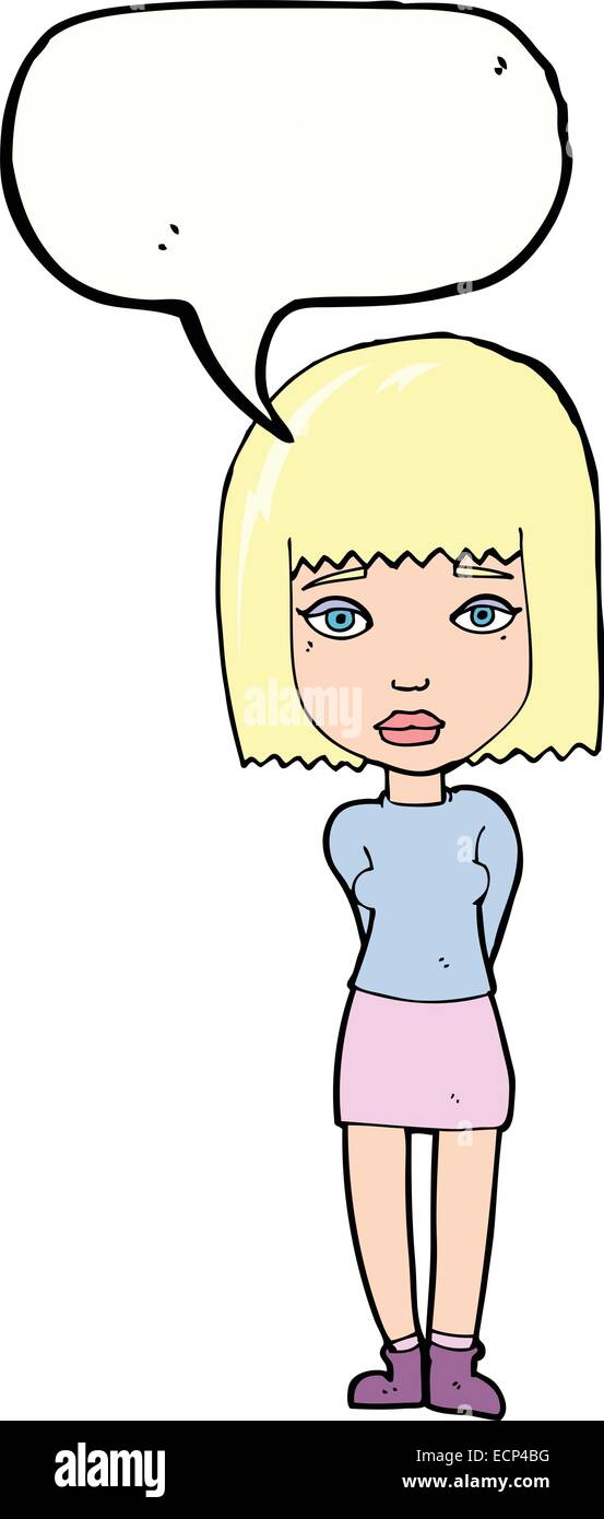 cartoon serious girl with speech bubble Stock Vector Image & Art - Alamy