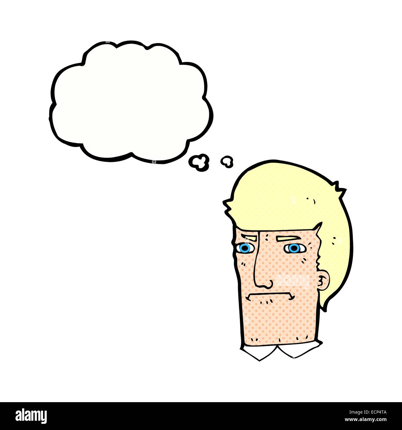 cartoon man narrowing eyes with thought bubble Stock Vector Image & Art ...