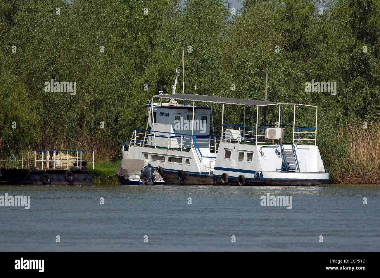 Tourist boat in Danube delta, Romania, Europa Stock Photo - Alamy