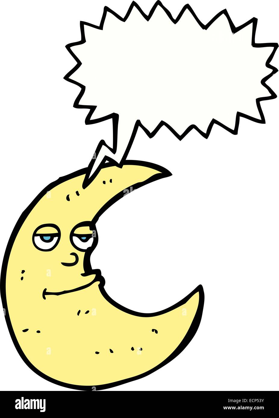 happy cartoon moon with speech bubble Stock Vector Image & Art - Alamy
