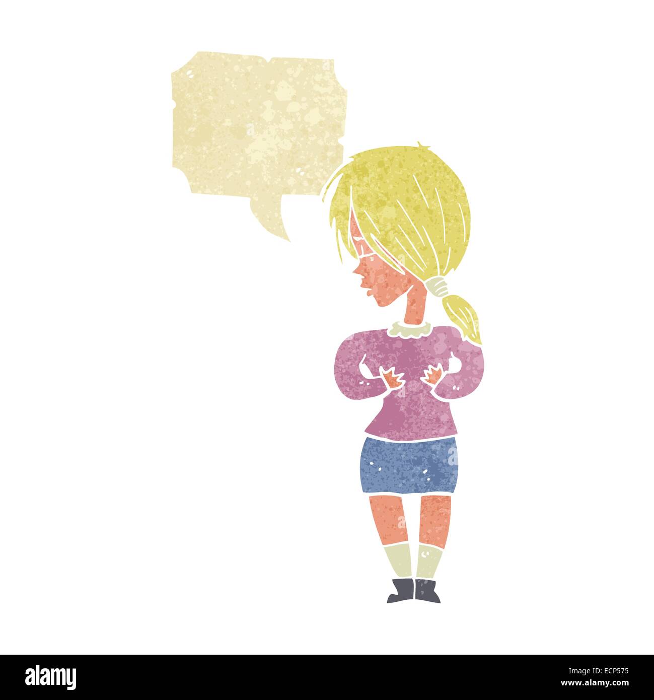 cartoon shy woman with speech bubble Stock Vector Image & Art - Alamy