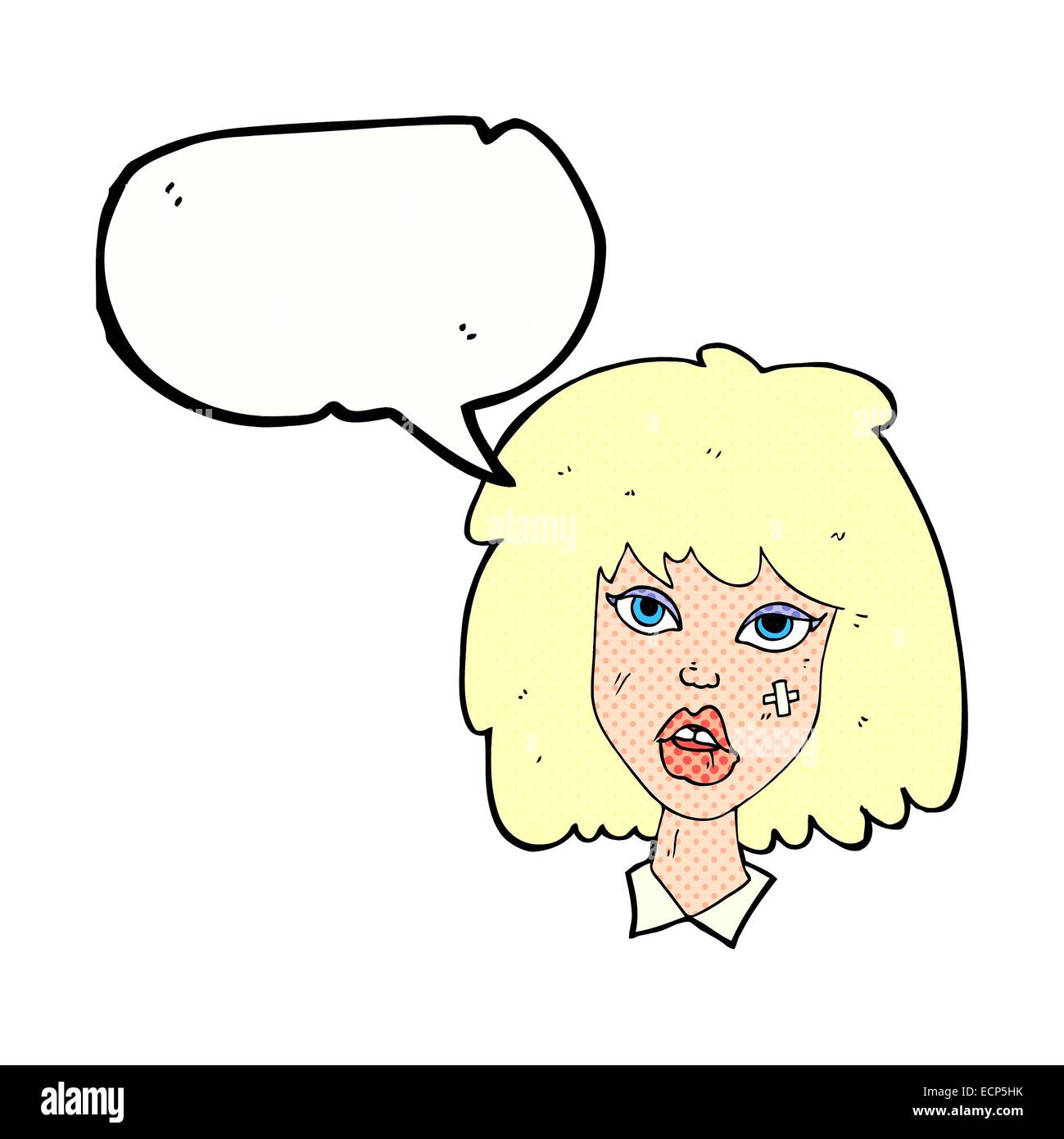 cartoon woman with bruised face with speech bubble Stock Vector Image ...