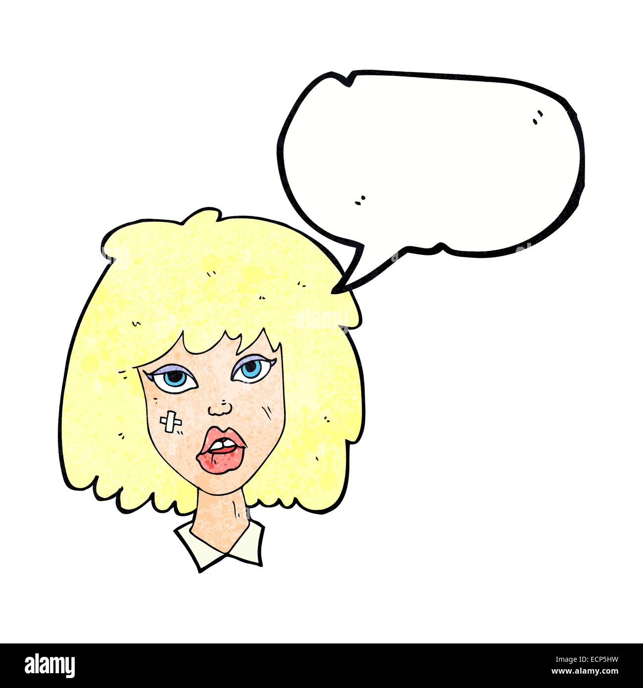 cartoon woman with bruised face with speech bubble Stock Vector Image ...
