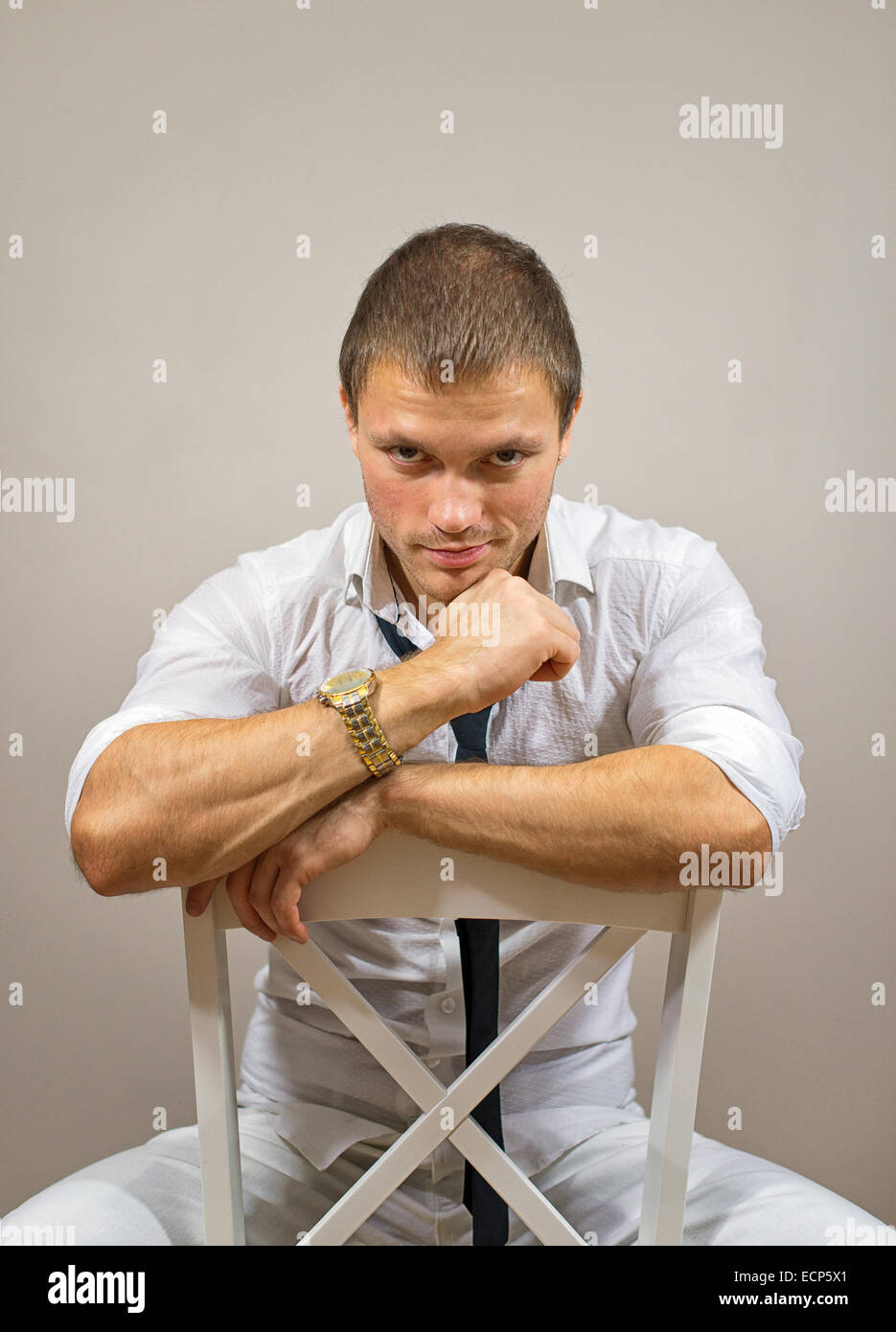 Model sitting on chair hi-res stock photography and images - Alamy